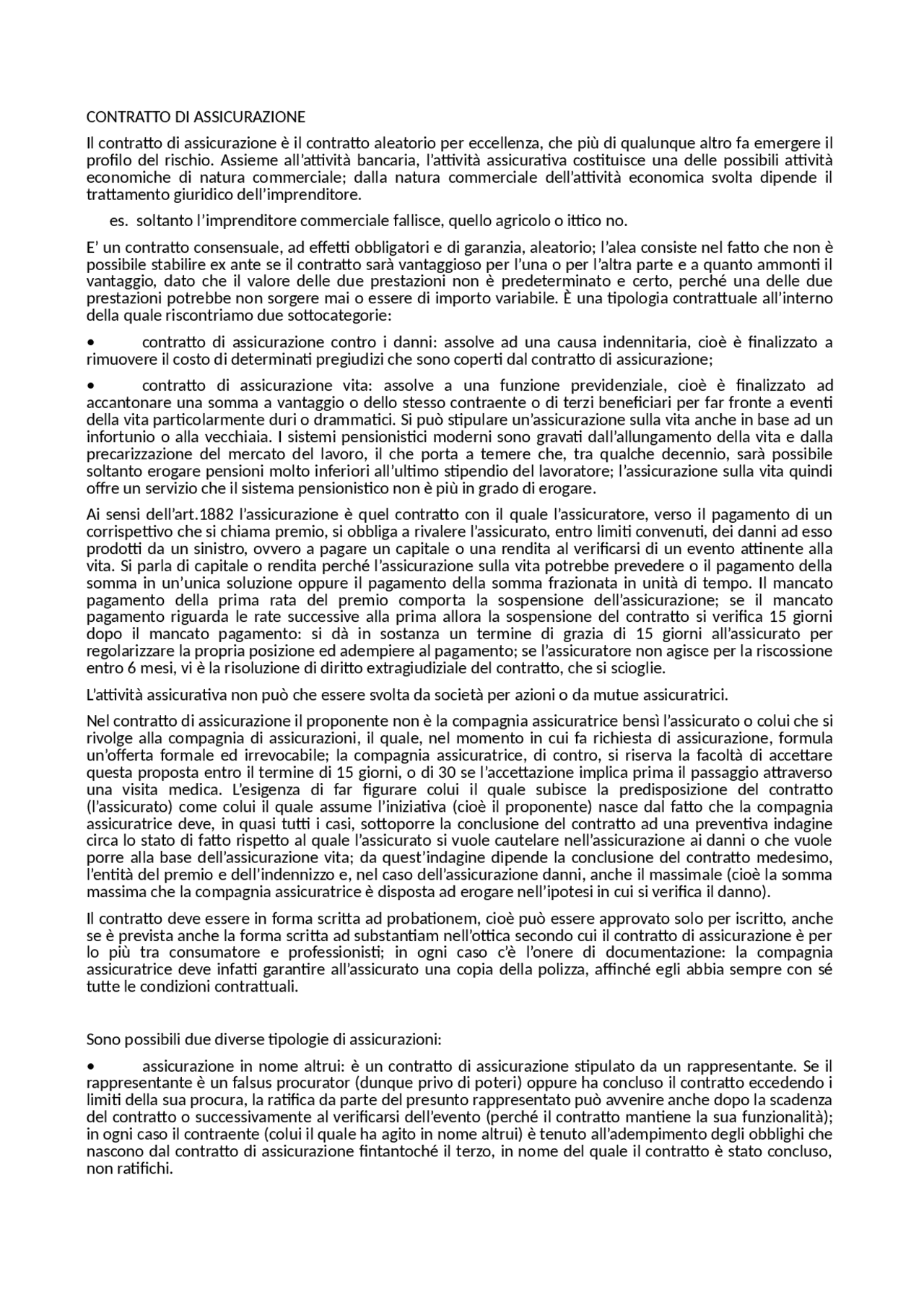 Disciplina Generale Assicurazione Docsity