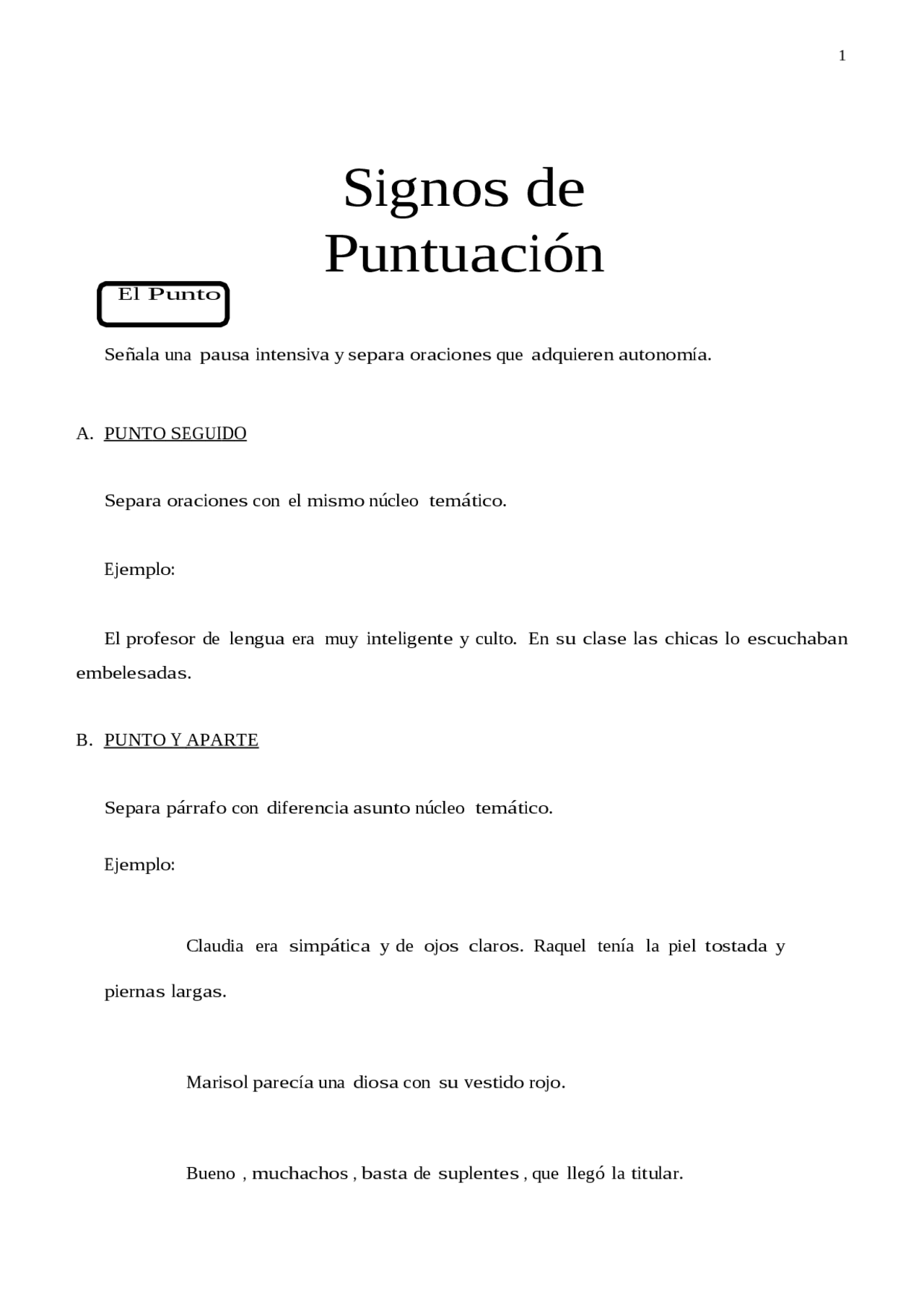 Ejercicios De Signos De Puntuacion Docsity