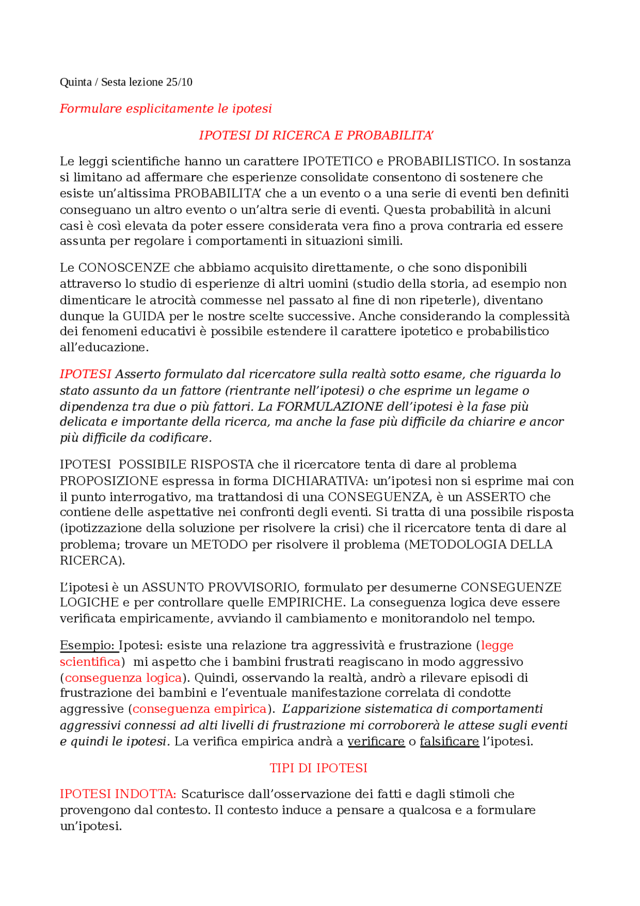 Riassunti Metodologia Docsity