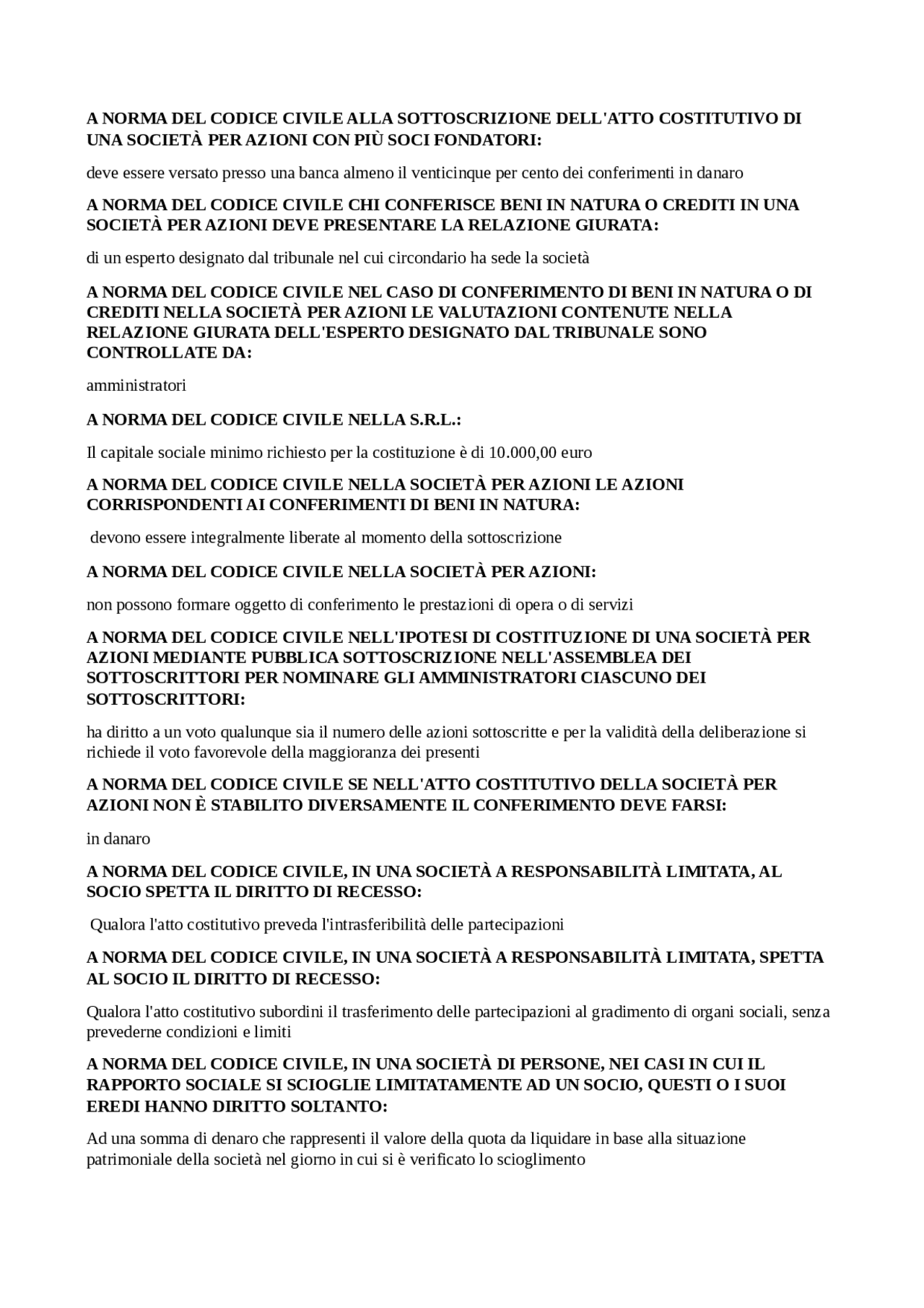 Diritto Commerciale Unipegaso Laurea Triennale Docsity