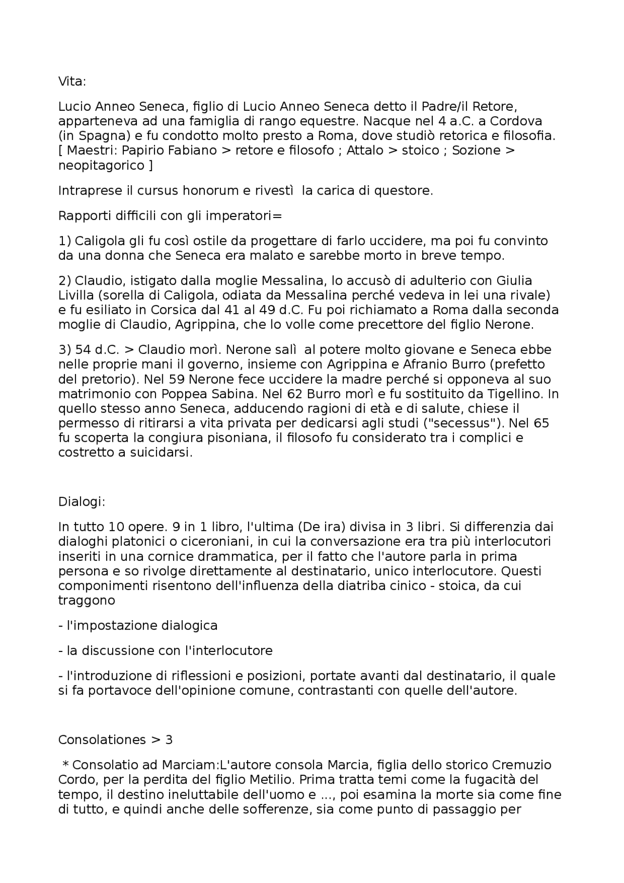 Schema riassuntivo - Seneca - Docsity