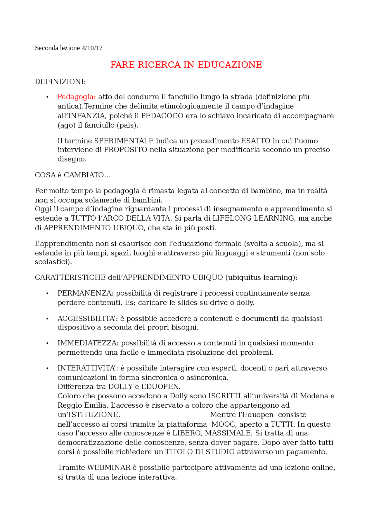 Riassunti Metodologia Docsity