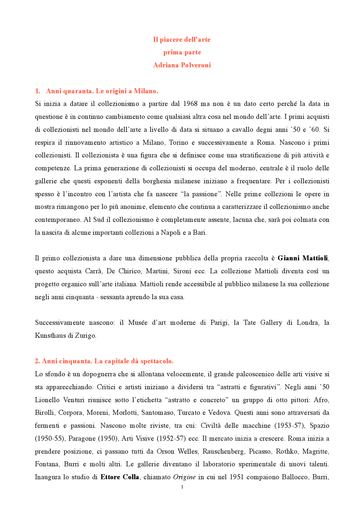 Il Piacere Dellarte Adriana Polveroni Docsity