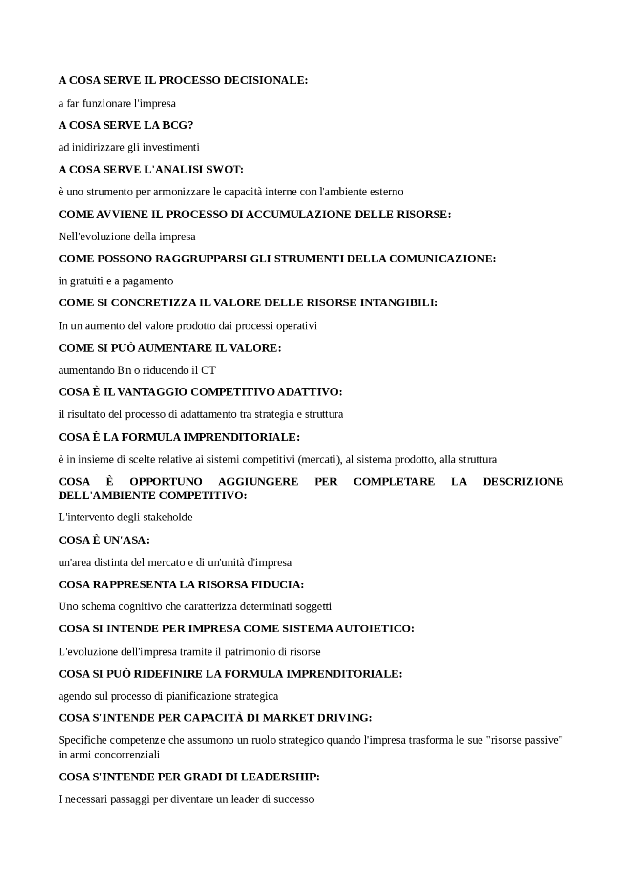 Economia E Gestione Delle Imprese Unimercatorum Prove Desame Di