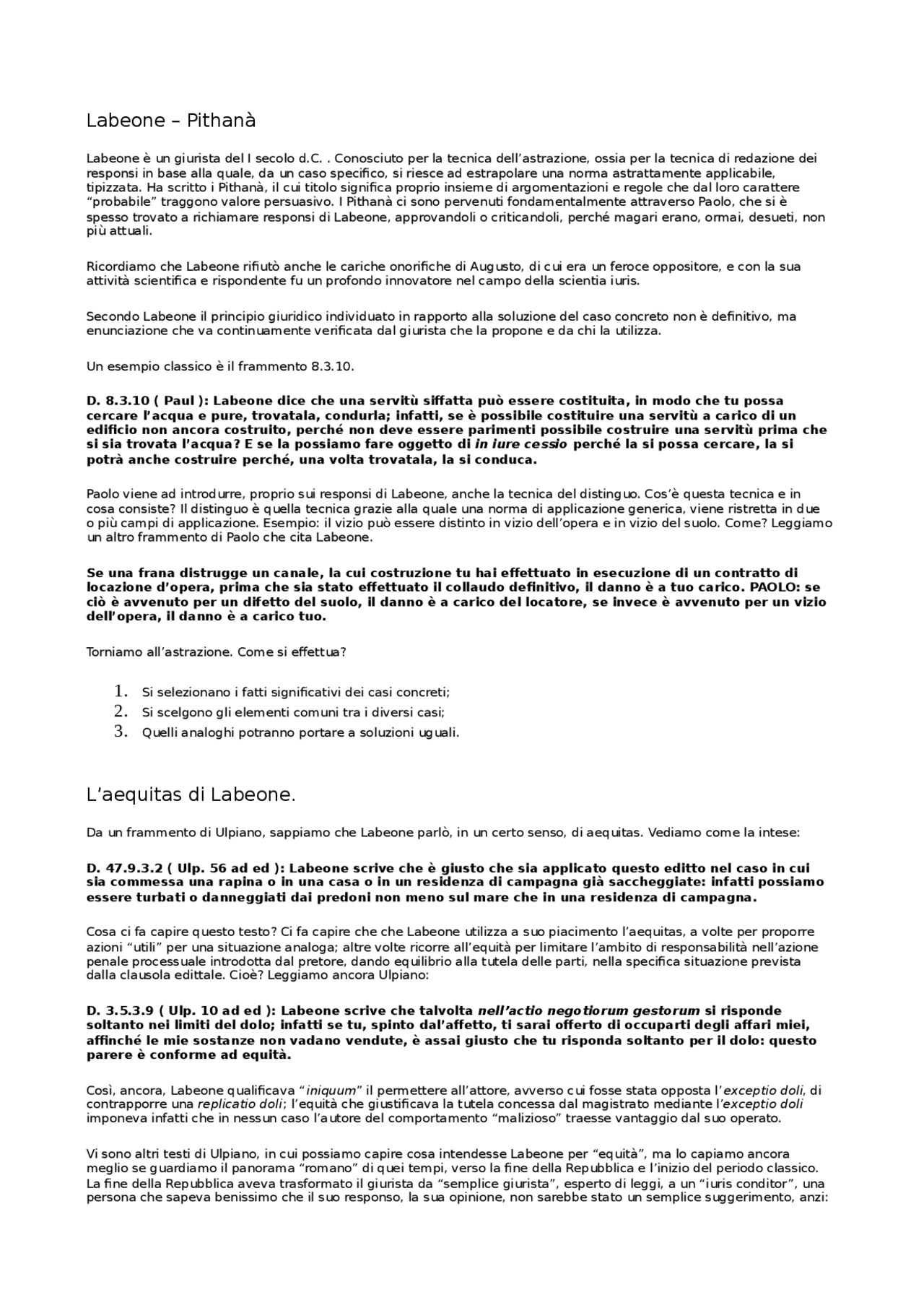 Pithanà & Aequitas - Labeone - Docsity