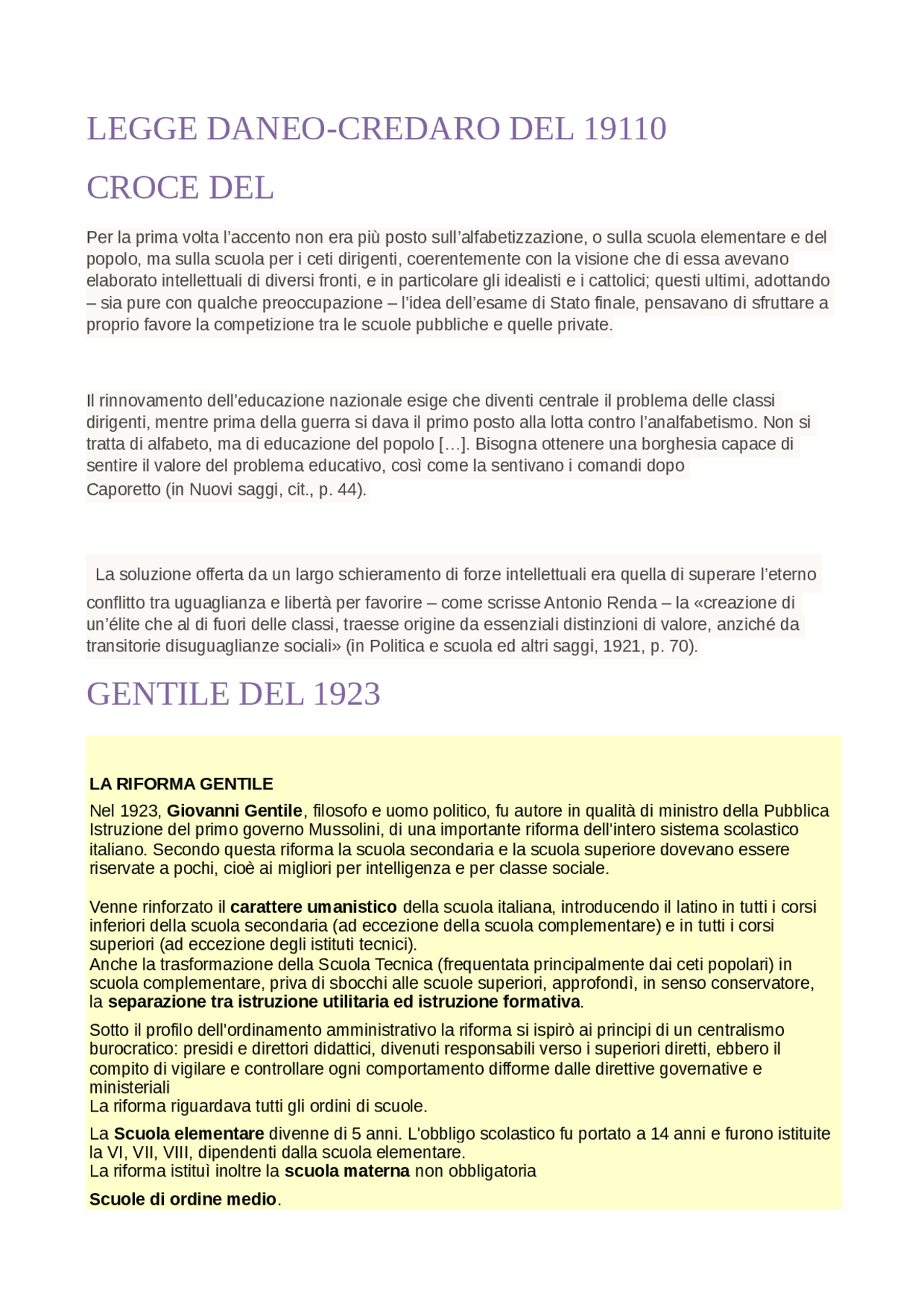 Leggi E Riforme Scolastiche Docsity