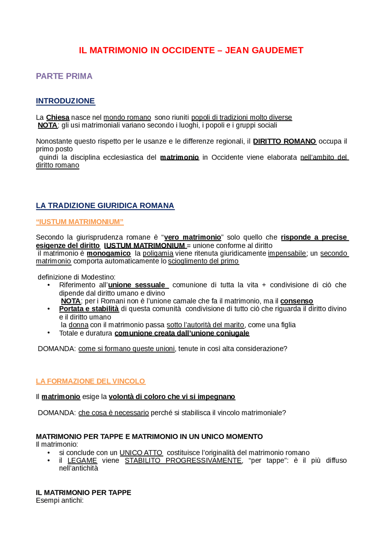 Il Matrimonio In Occidente Jean Gaudemet Docsity