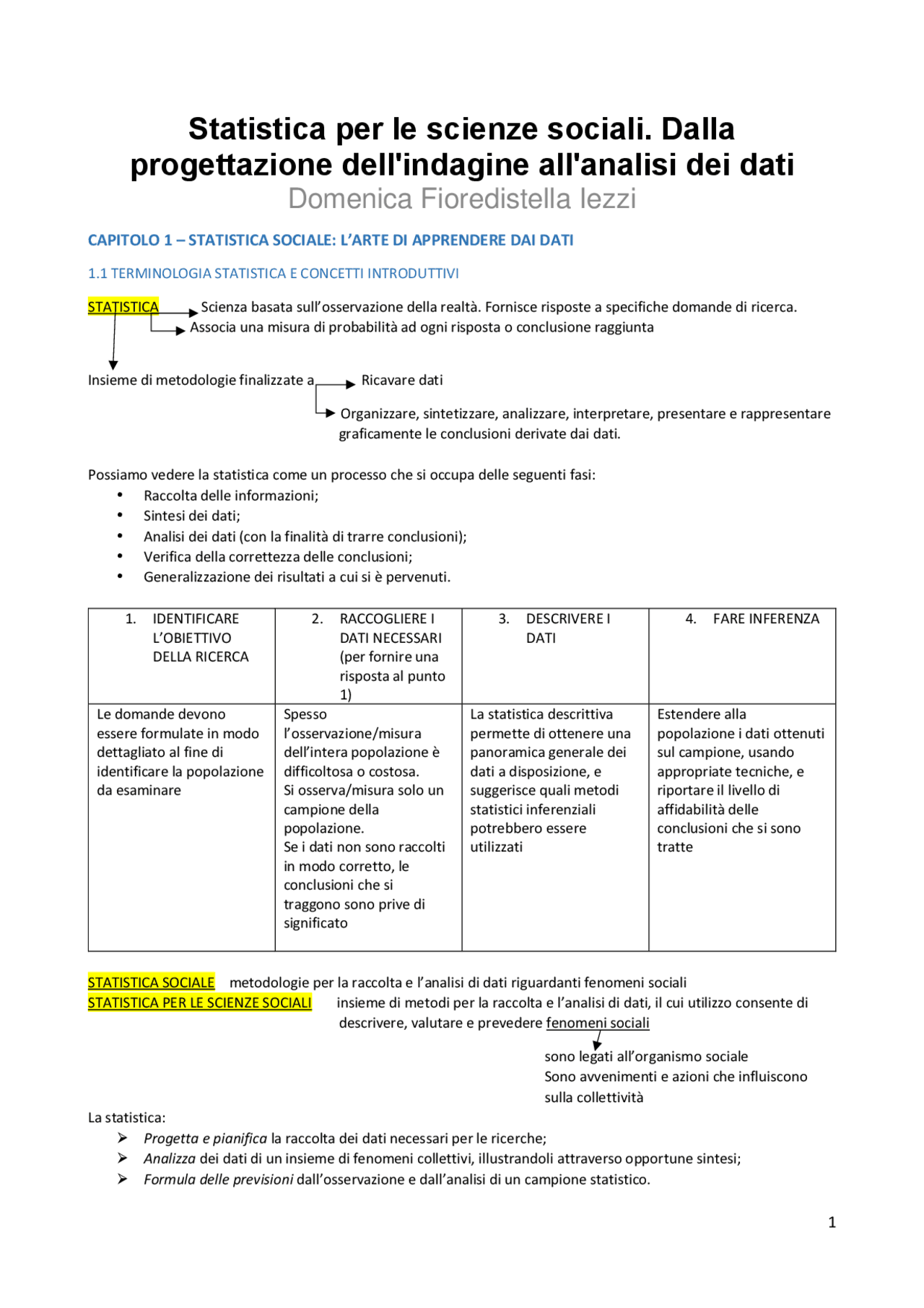 Statistica Delle Scienze Sociali Docsity