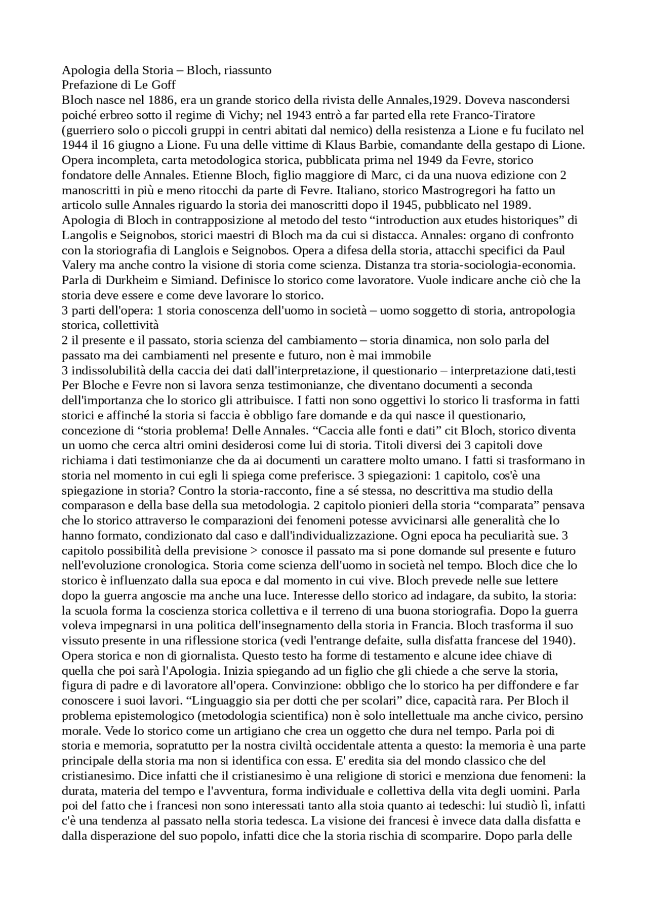 Apologia della storia - Marc Bloch - Docsity Apologia della storia - Marc Bloch - Docsity