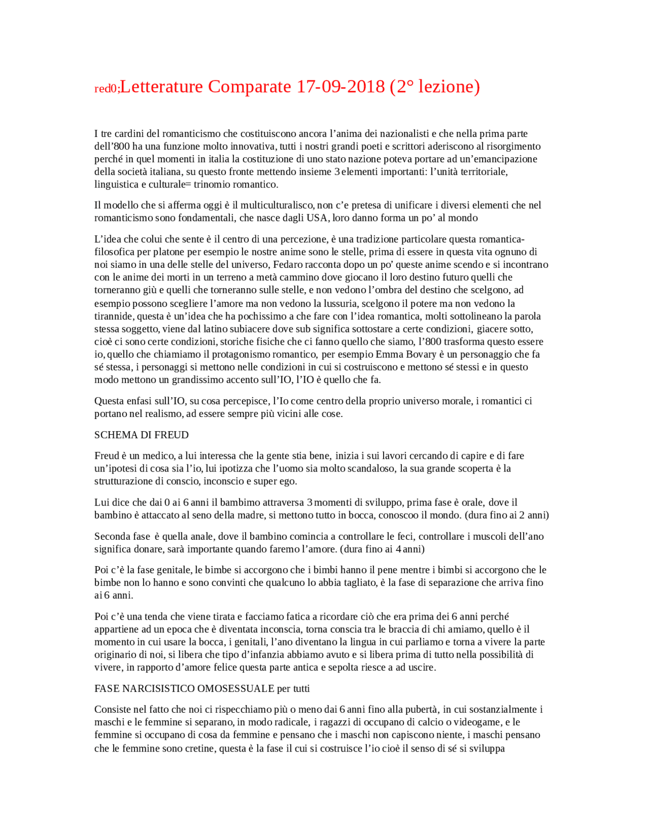 Letterature comparate del 900 - Docsity