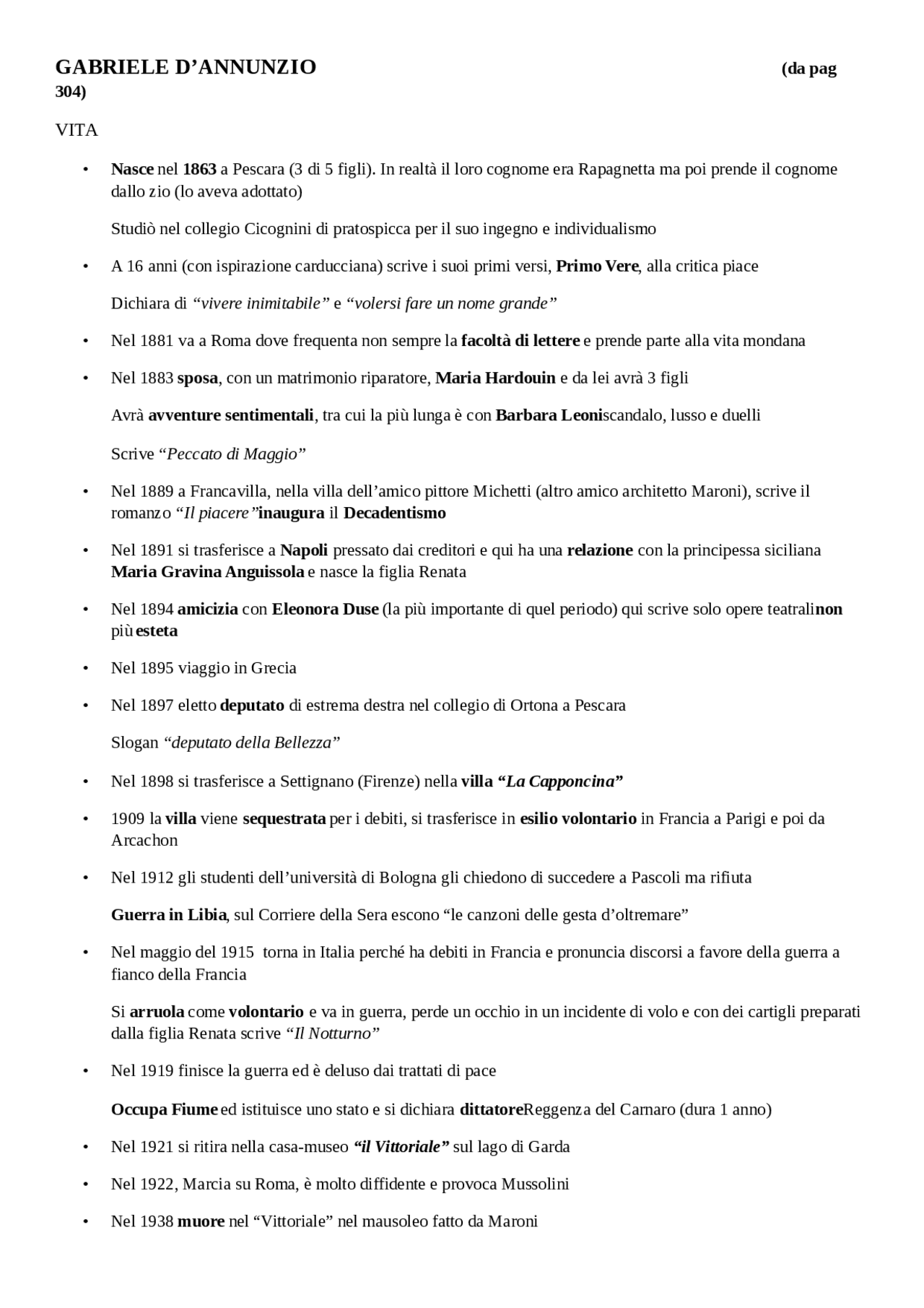Pascoli E Dannunzio Apuntes De Italiano Docsity
