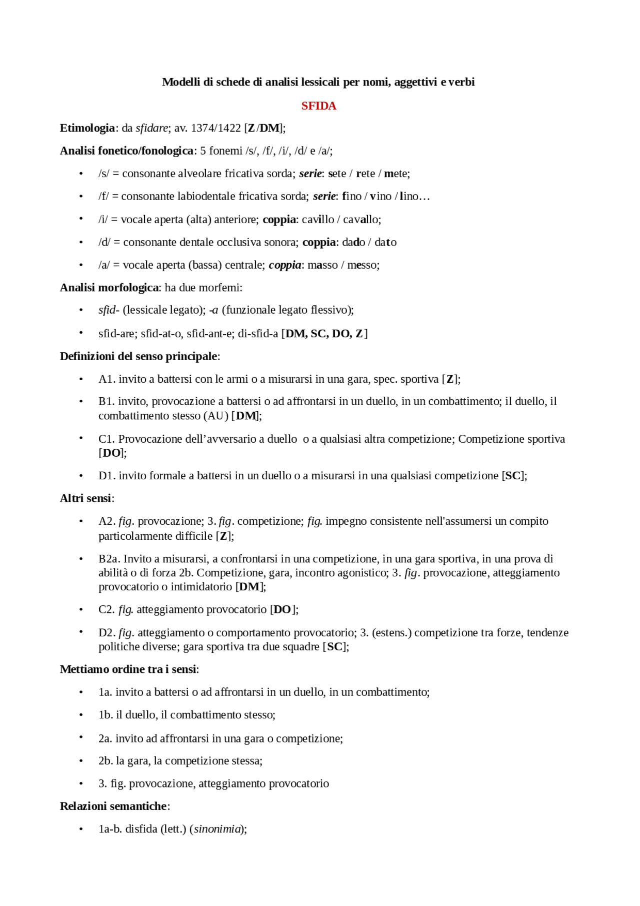 Modello Di Scheda Di Analisi Lessicale Di Costantino Marmo Appunti Di