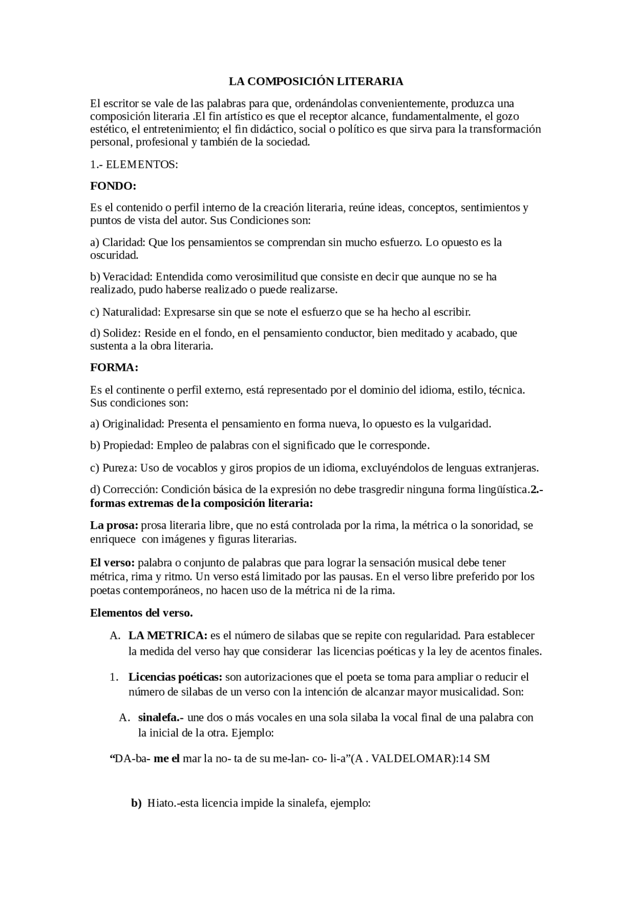 La composición literaria - Docsity