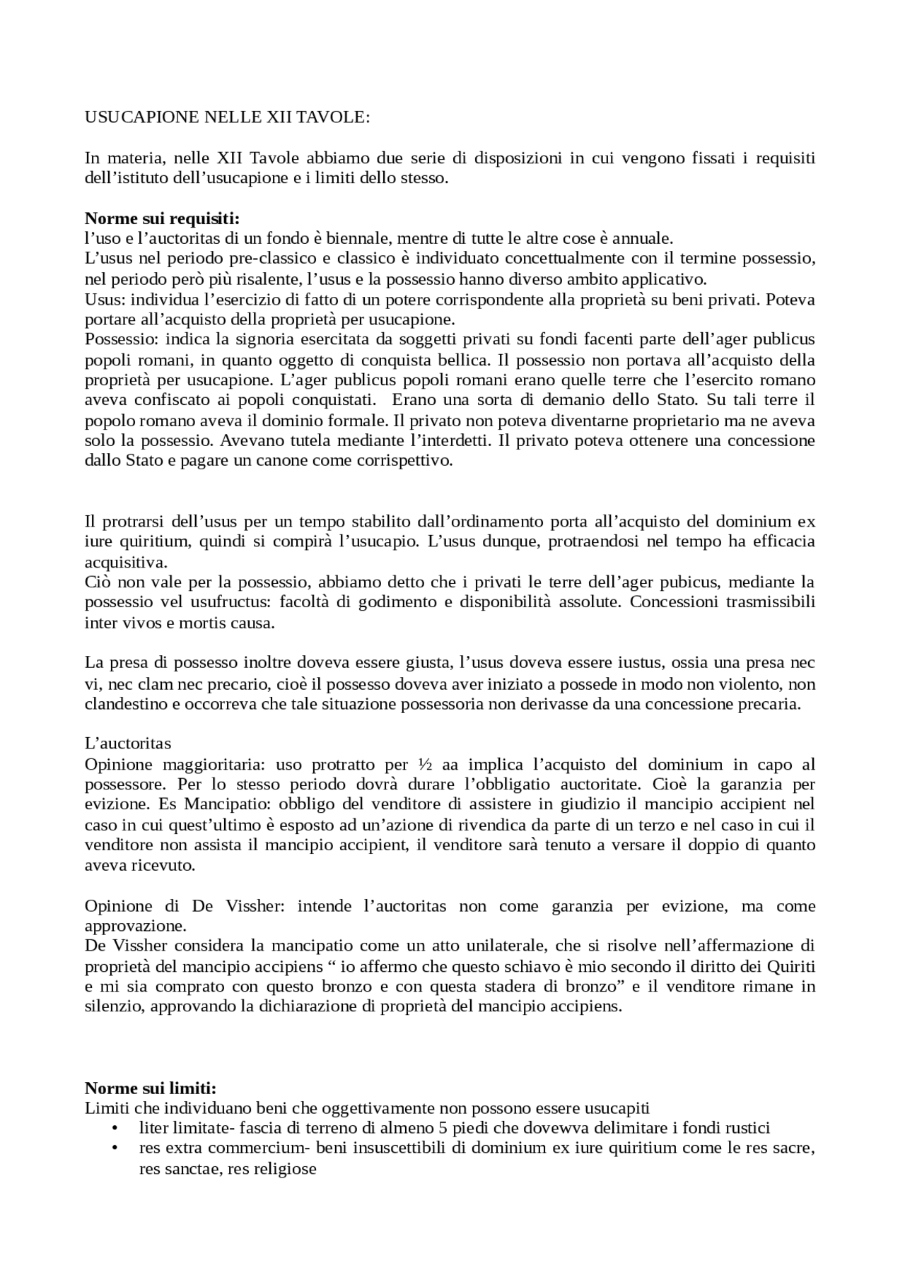 Usucapione Antico Diritto Romano Docsity