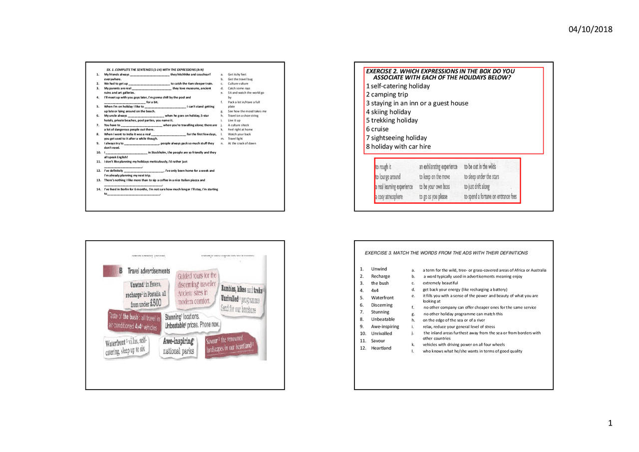 Vocabulario de viajes - Docsity