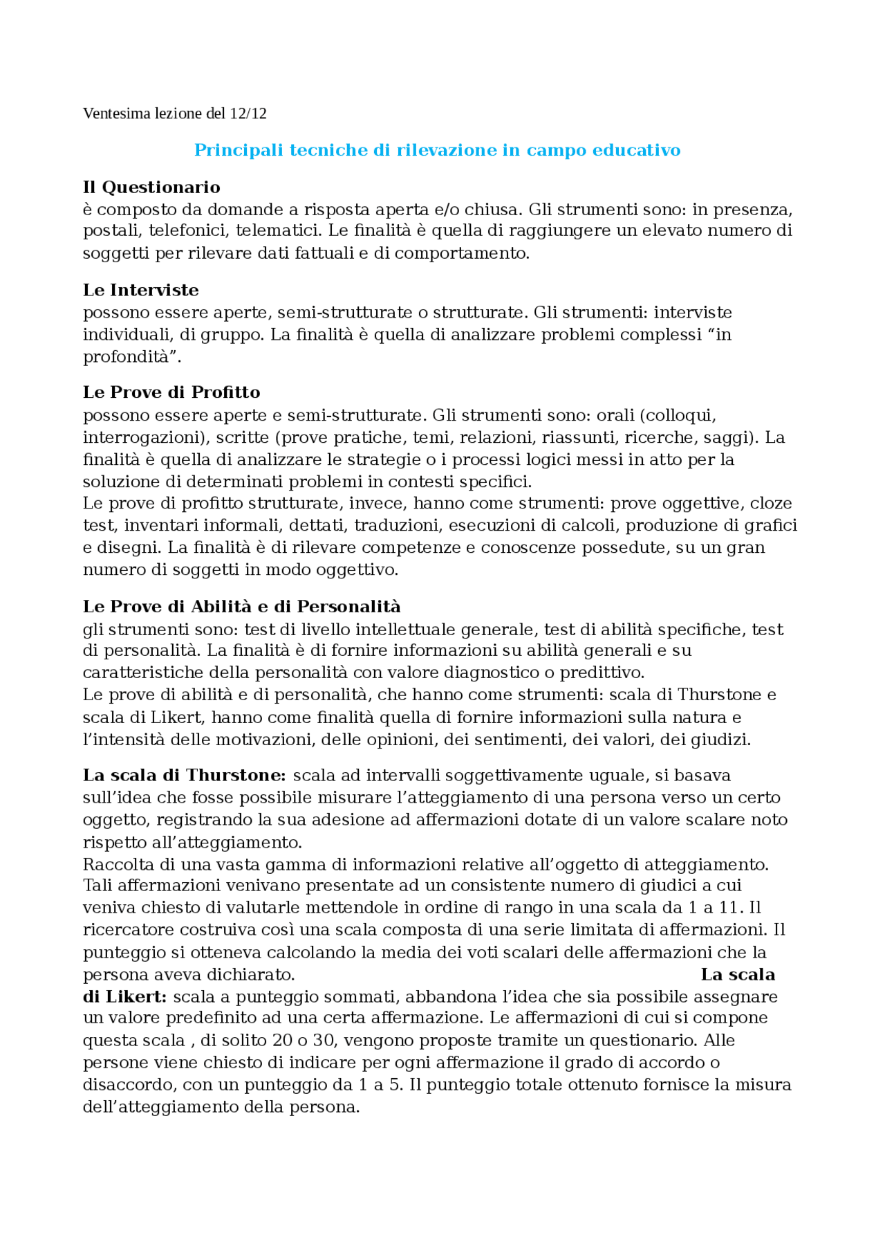 Riassunti Metodologia Docsity
