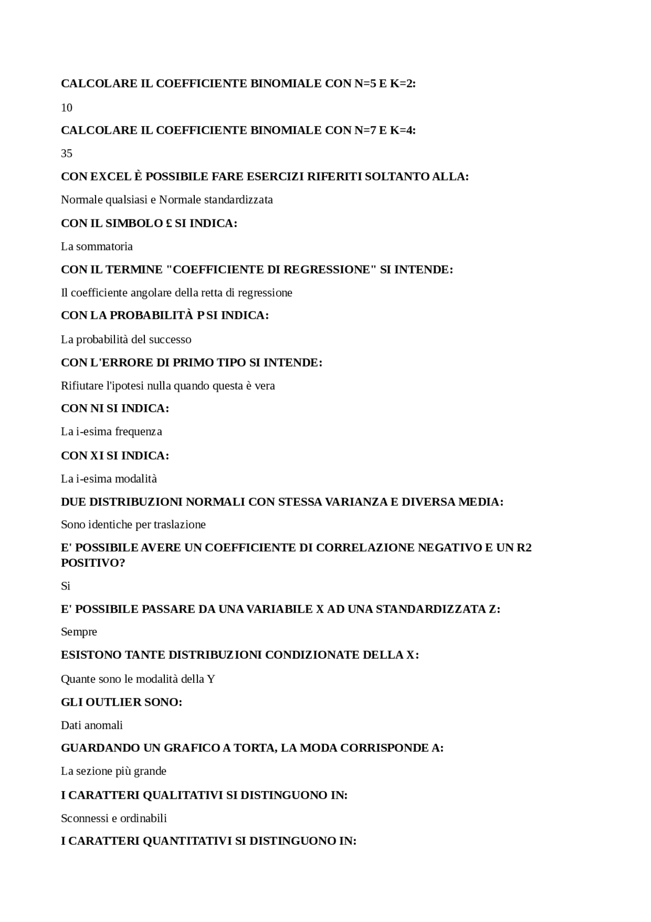 Statistica Unimercatorum Prove Desame Di Statistica Docsity