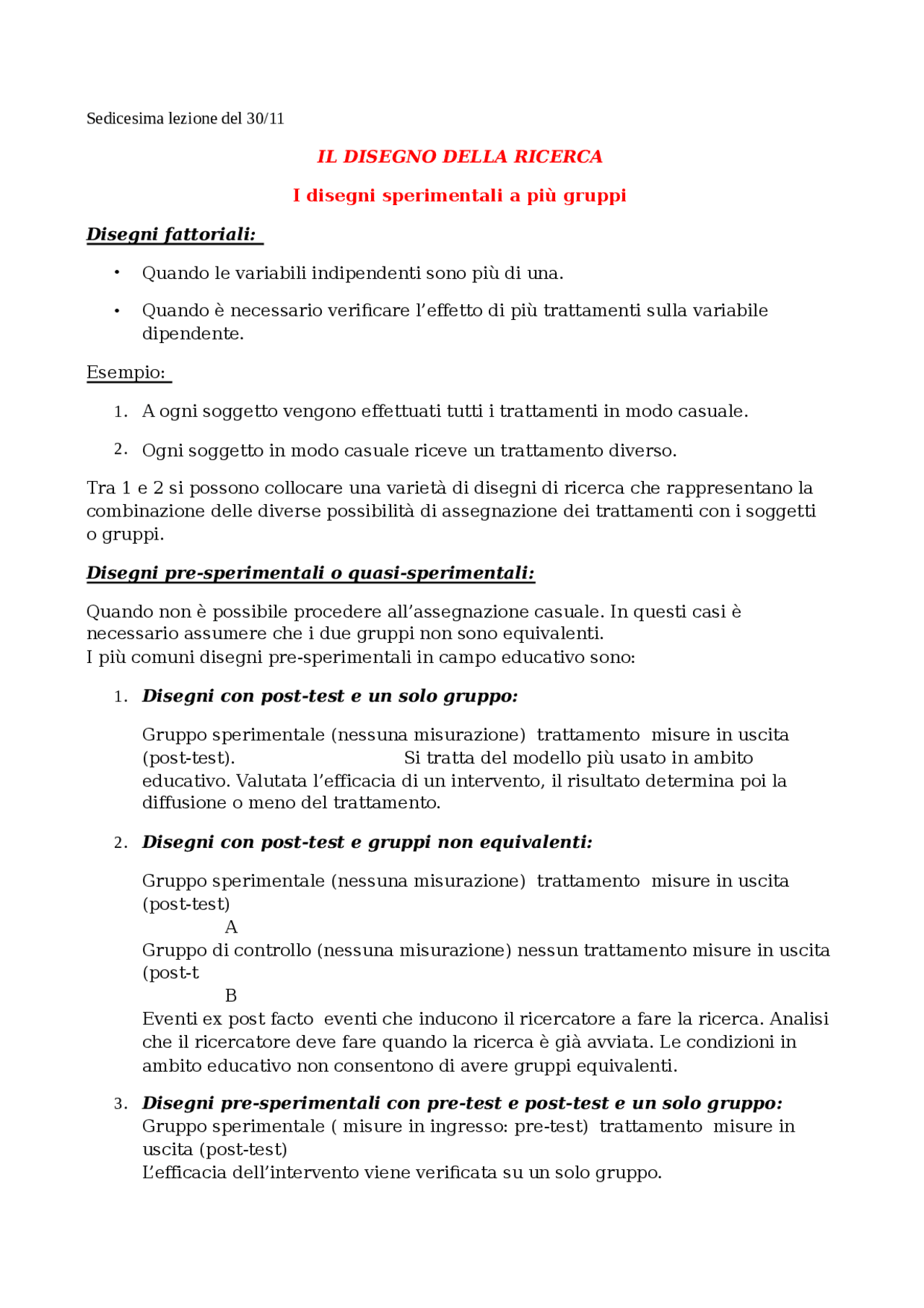 Riassunti Metodologia Docsity