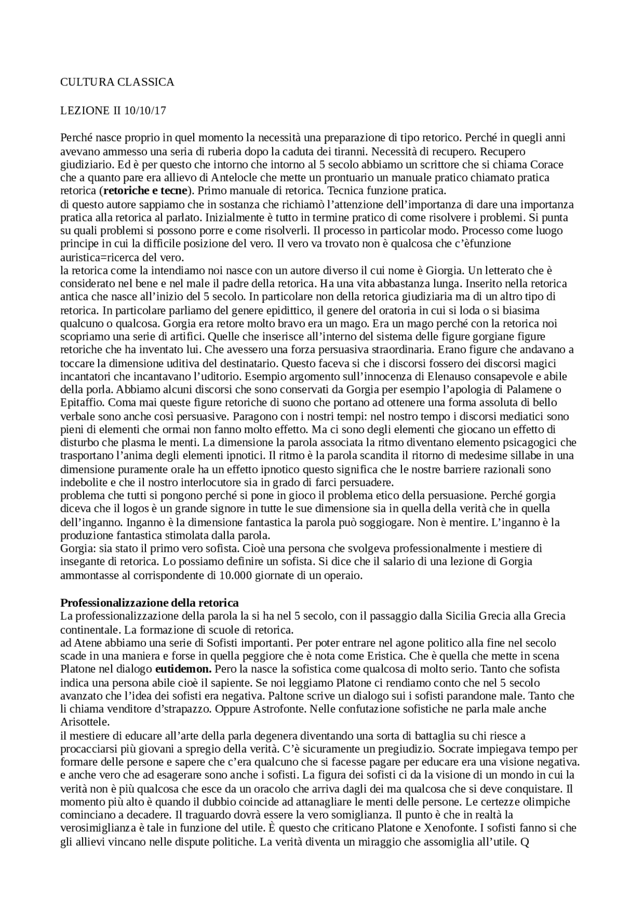 Esame Di Letteratura E Cultura Classica Docsity