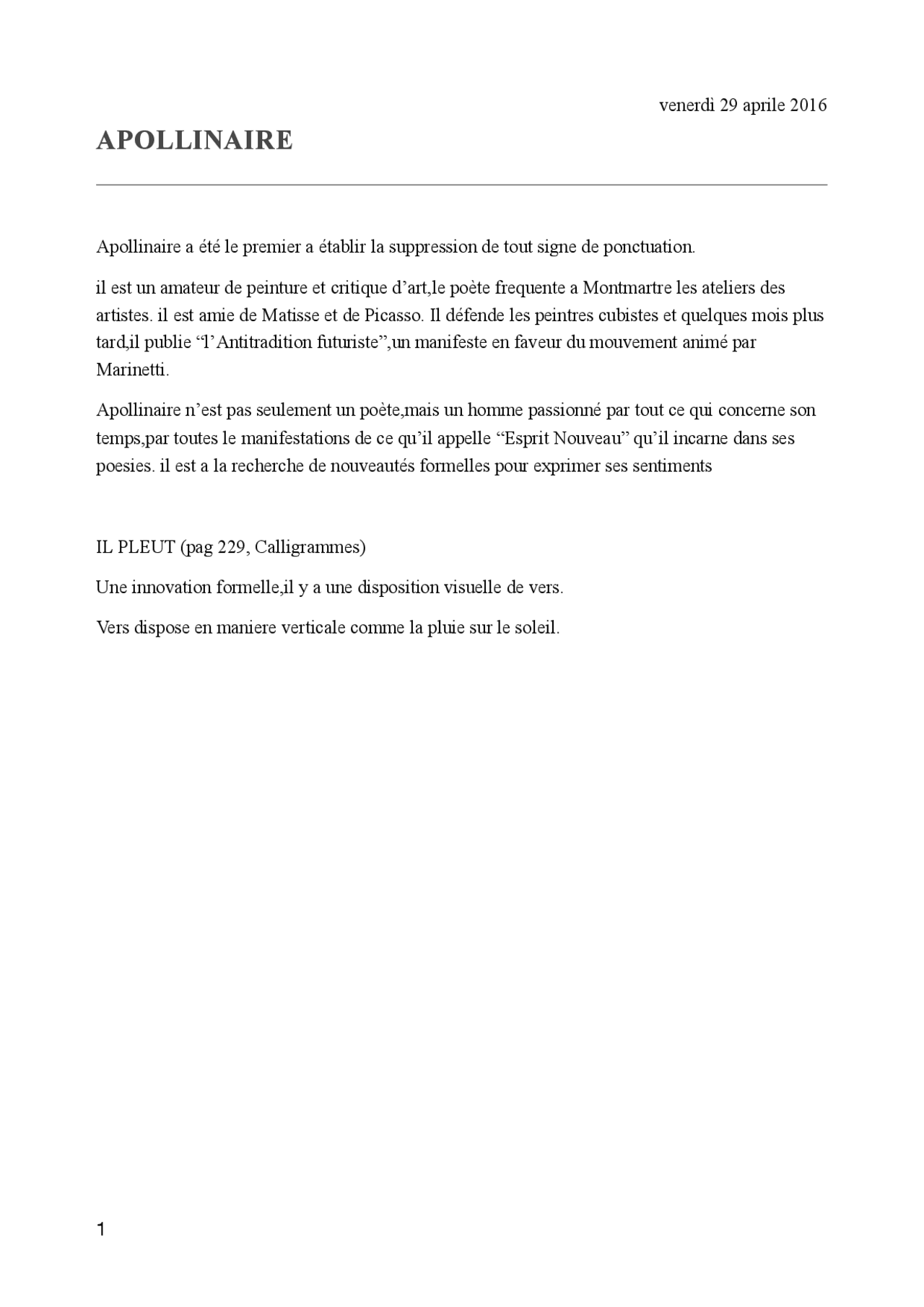 Francese Apollinaire Docsity