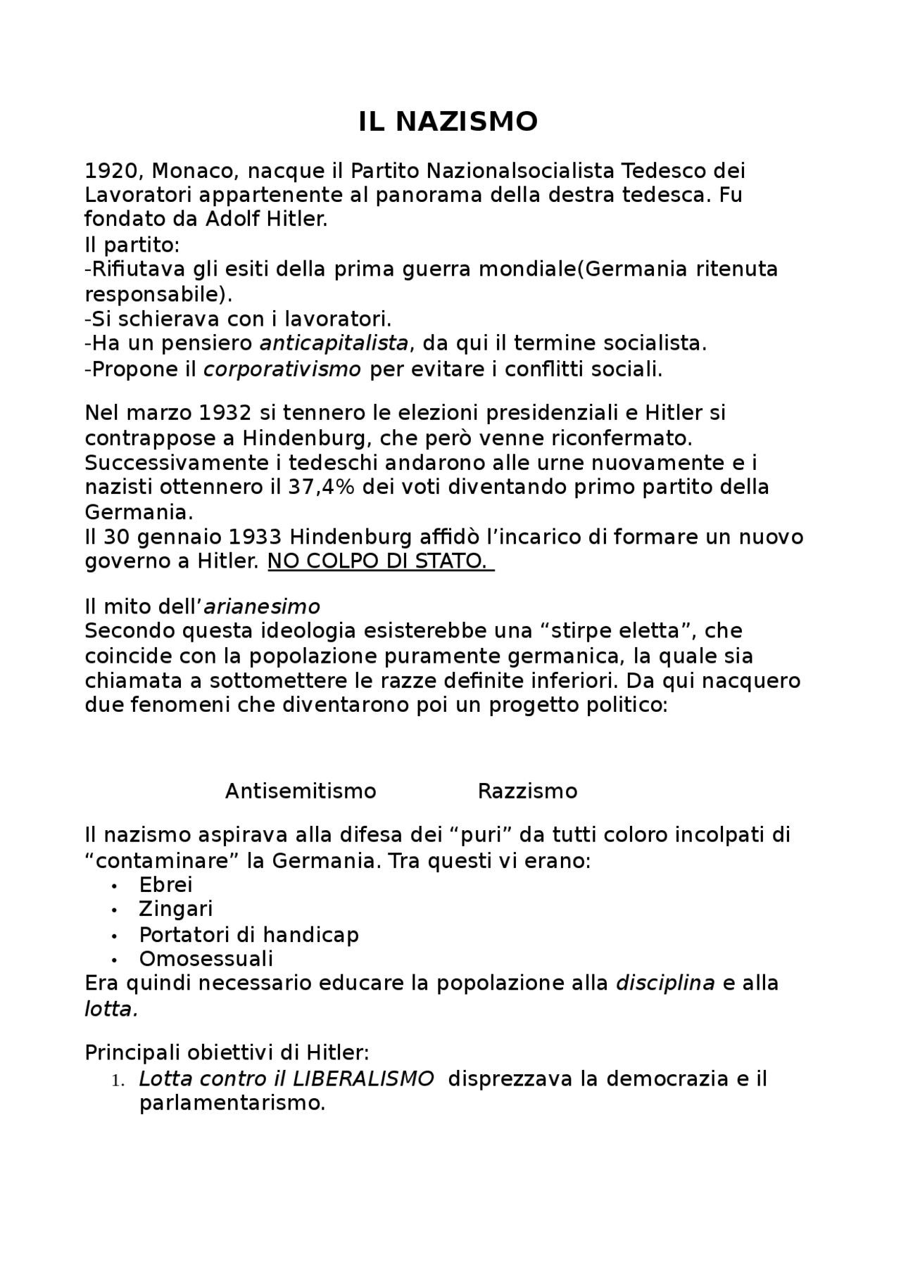 Il Nazzismo storia ad oggi - Docsity