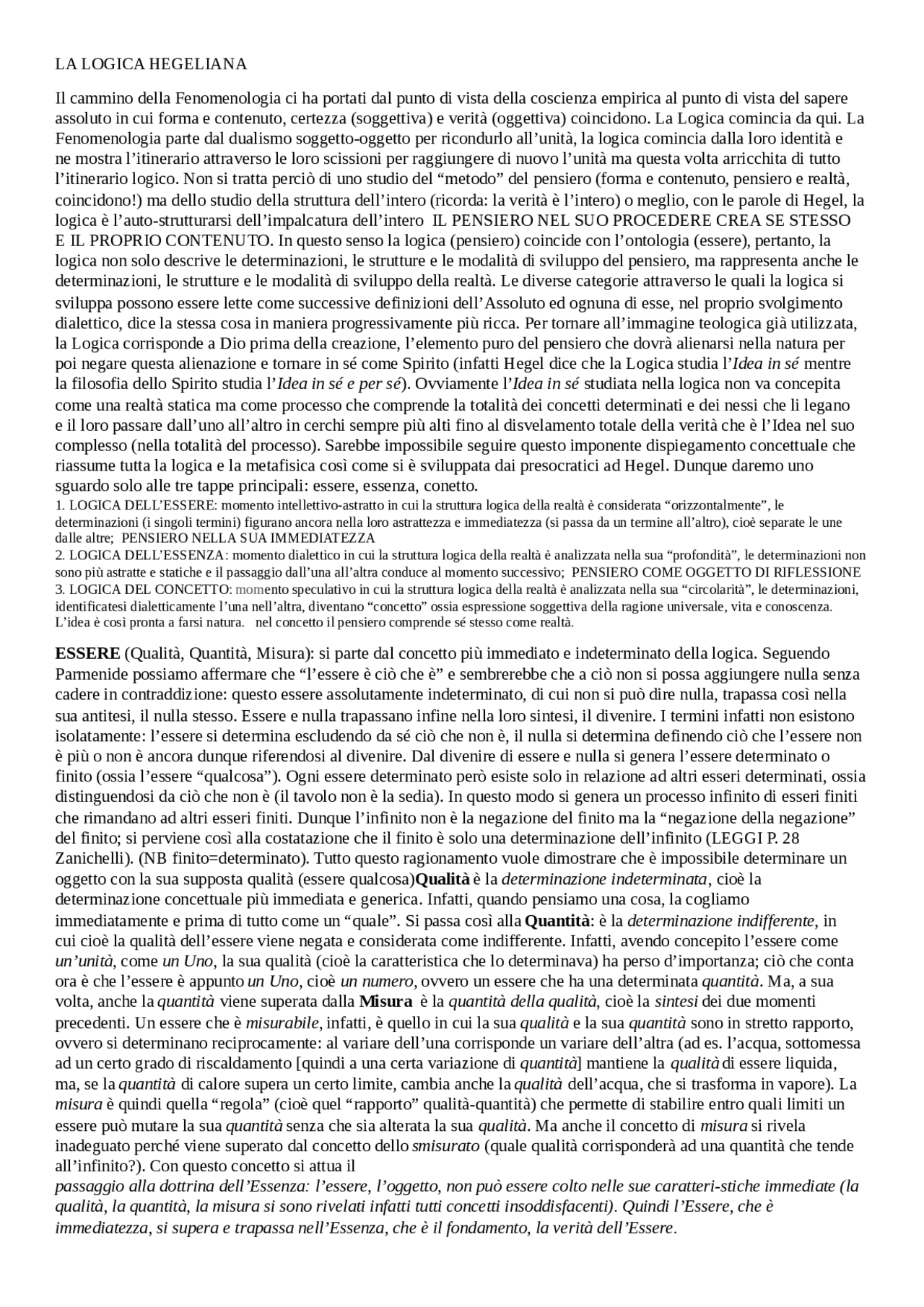 Hegel Enciclopedia Delle Scienze Filosofiche Logica Docsity