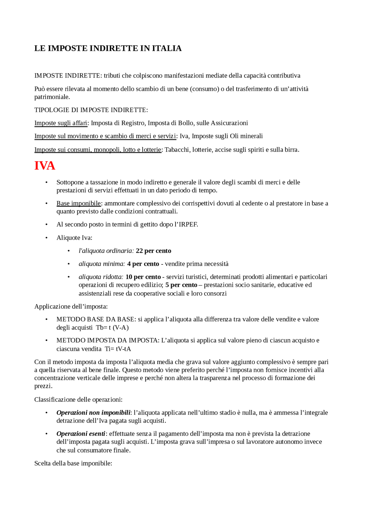 Imposte Indirette In Italia Docsity