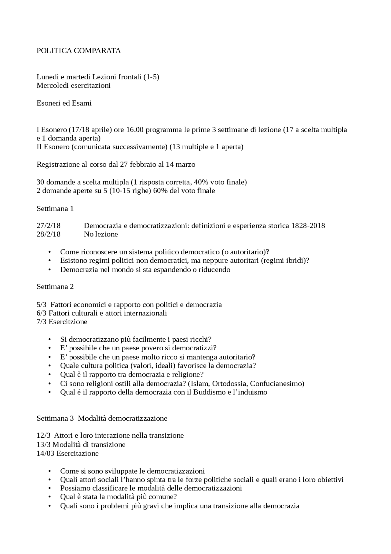 Appunti Politica Comparata Docsity