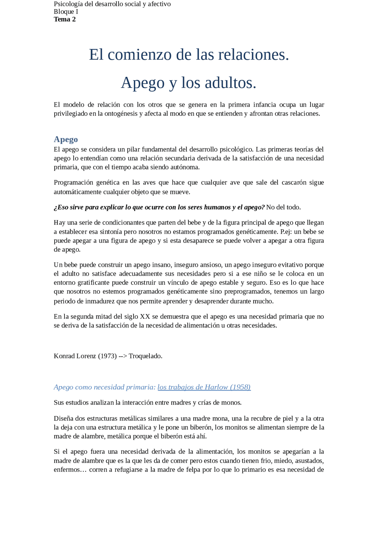 Tema 2 Desarrollo Afectivo Y Social Docsity