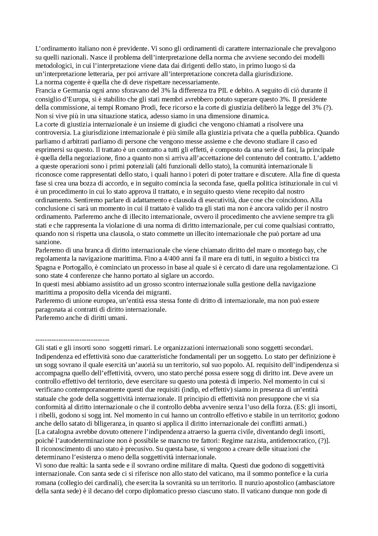 Appunti Diritto Internazionale Docsity