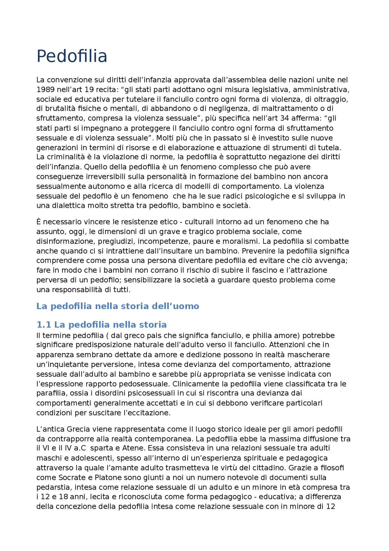 Pedofilia Tra Devianza E Criminalità Docsity
