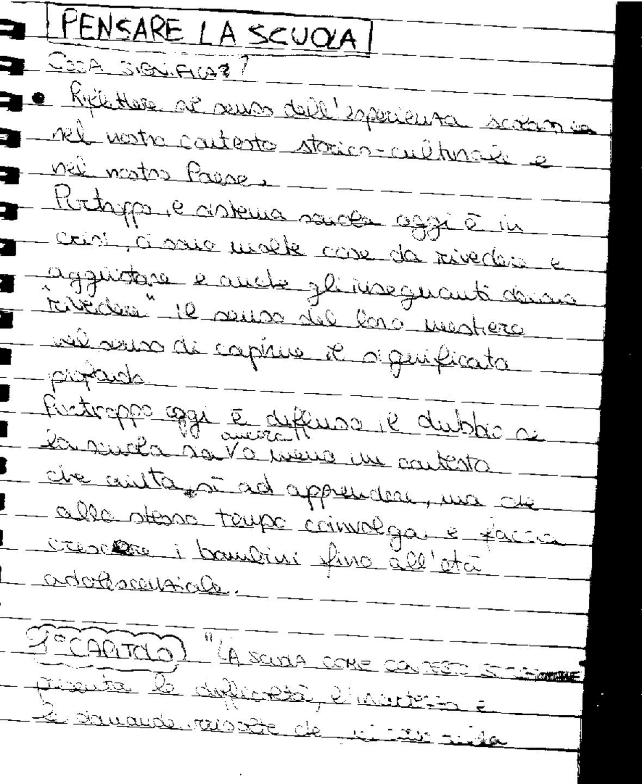 Pensare La Scuola Riassunto Docsity