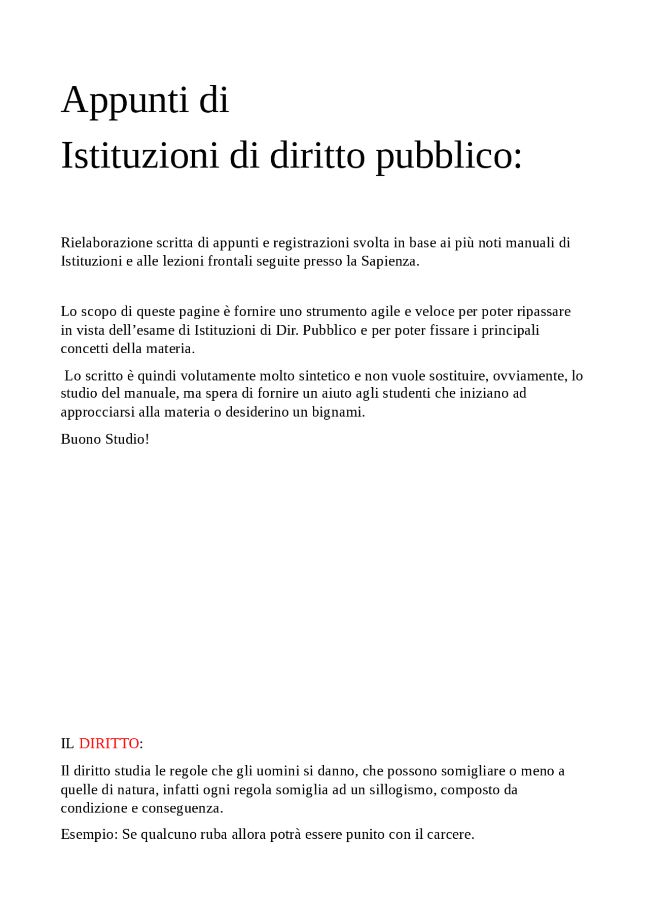 Appunti Schematici Per Diritto Pubblico Docsity