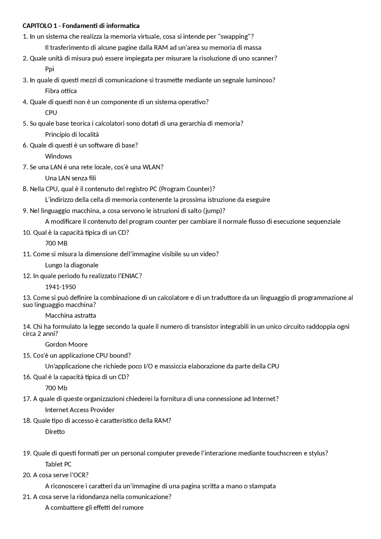 Fondamenti Di Informatica Informatica Umanistica Docsity