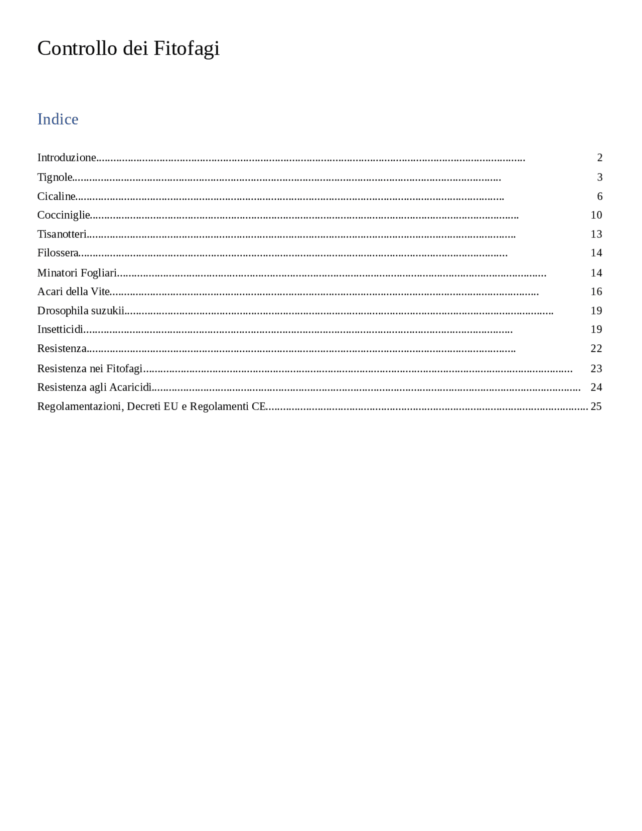 Entomologia Agraria Viticola - Controllo dei Fitofagi - Docsity