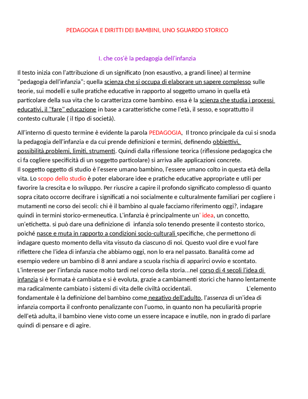 Pedagogia E Diritti Dei Bambini Uno Sguardo Storico Docsity