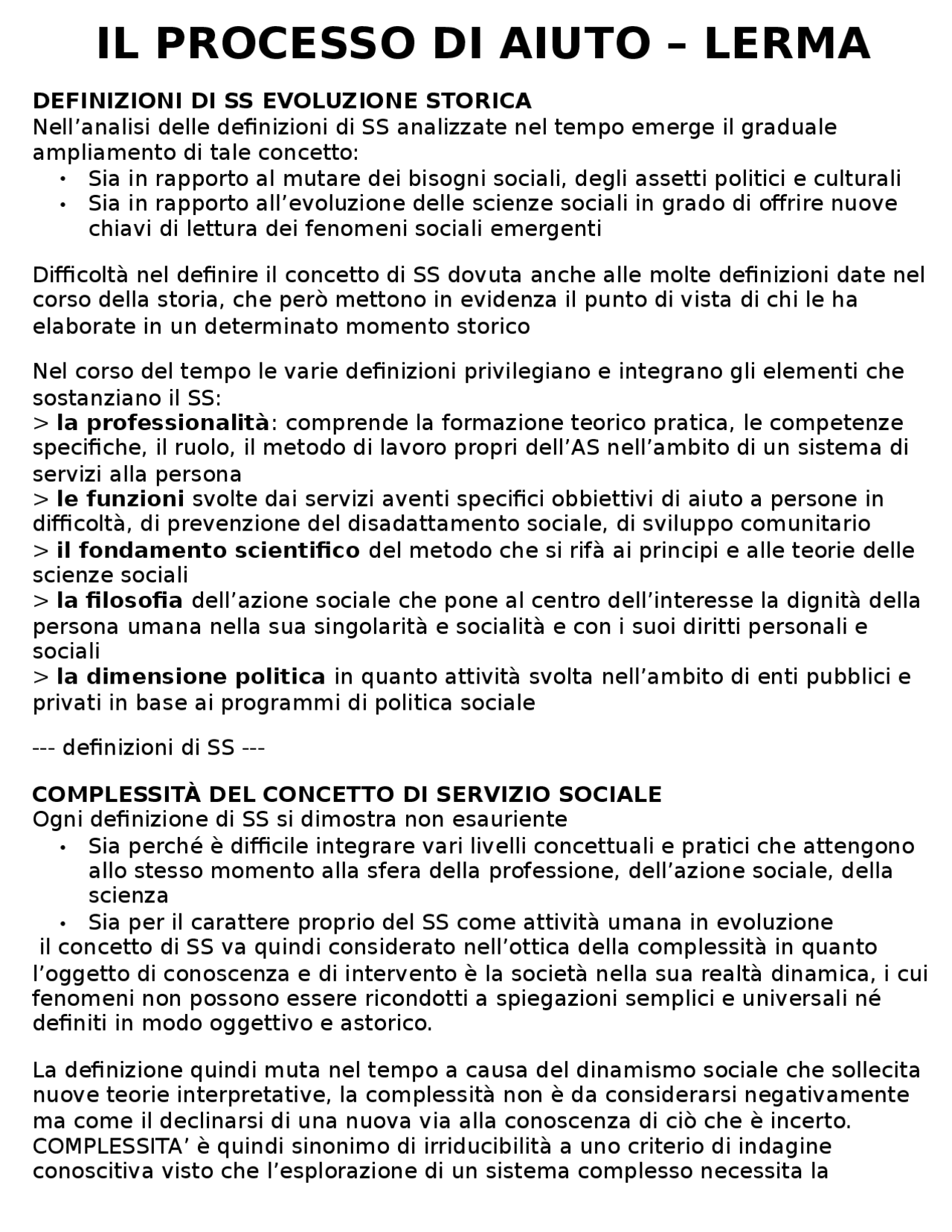 Il Processo Di Aiuto Lerma Appunti Di Metodi E Tecniche Del