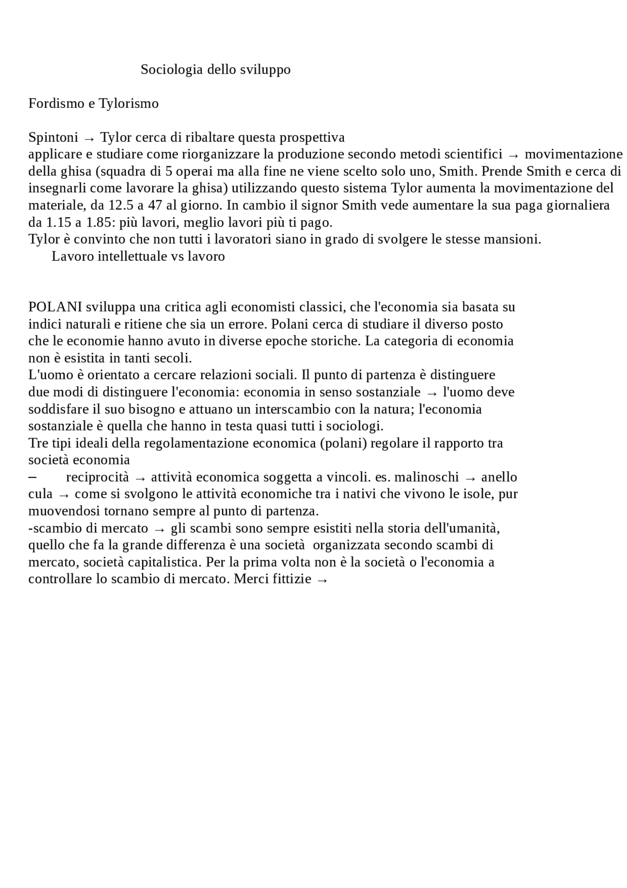 Sociologia Dello Sviluppo Docsity