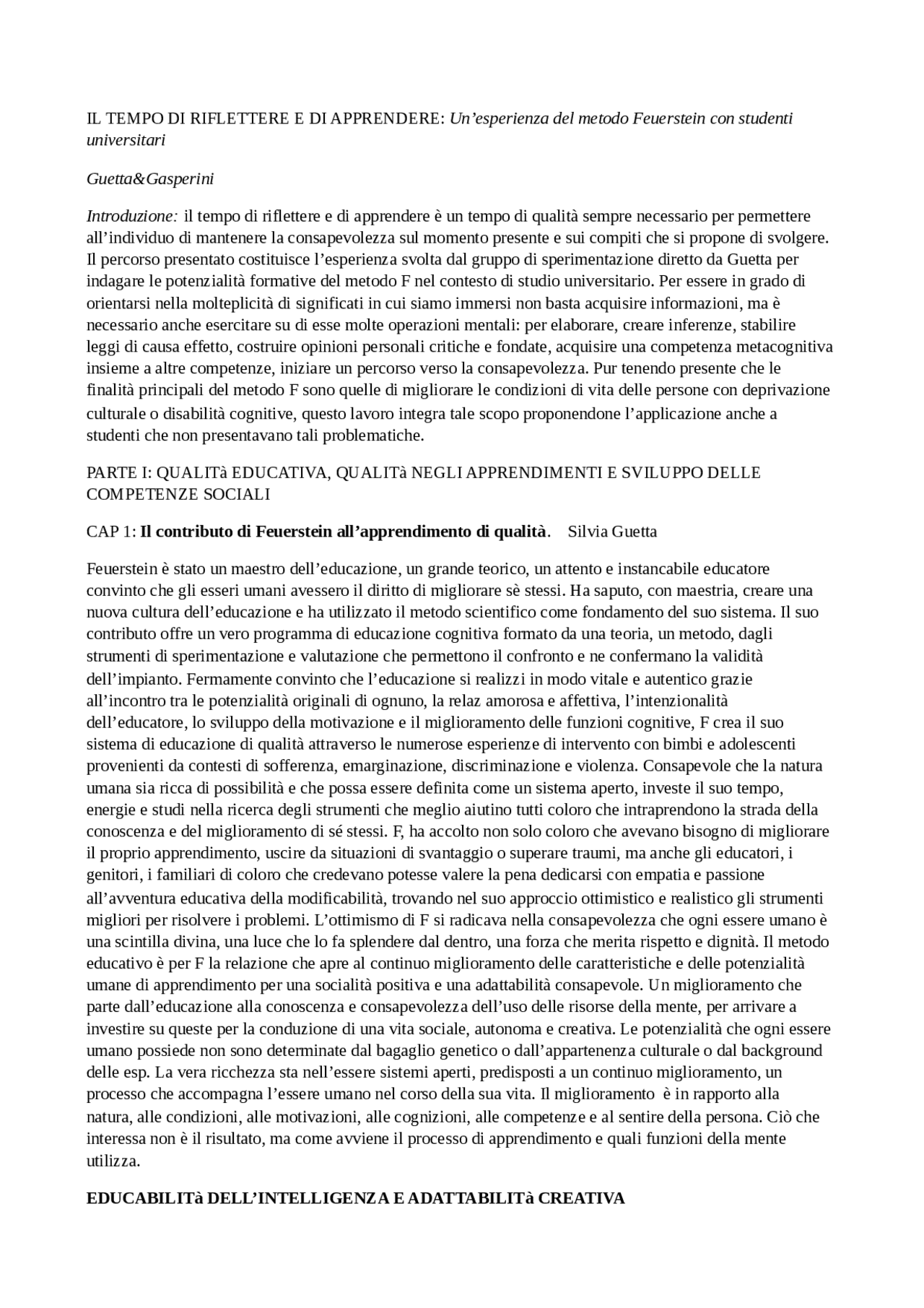Il Tempo Di Riflettere E Di Apprendere Docsity