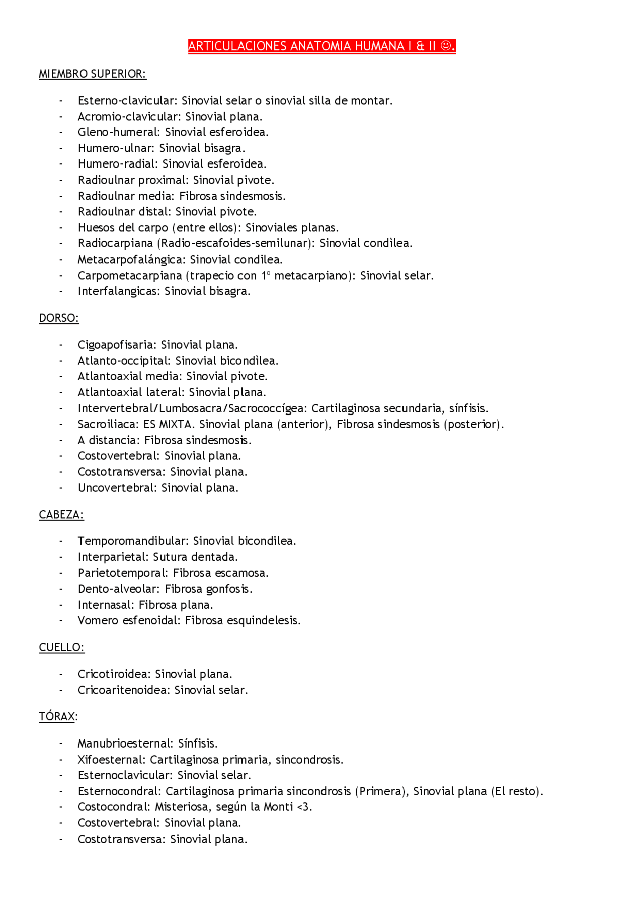 Articulaciones Anatomia Apuntes De Medicina Docsity