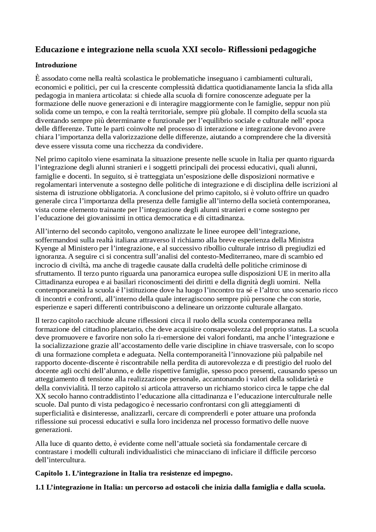 Educazione E Integrazione Nella Scuola Xxi Secolo Riflessioni