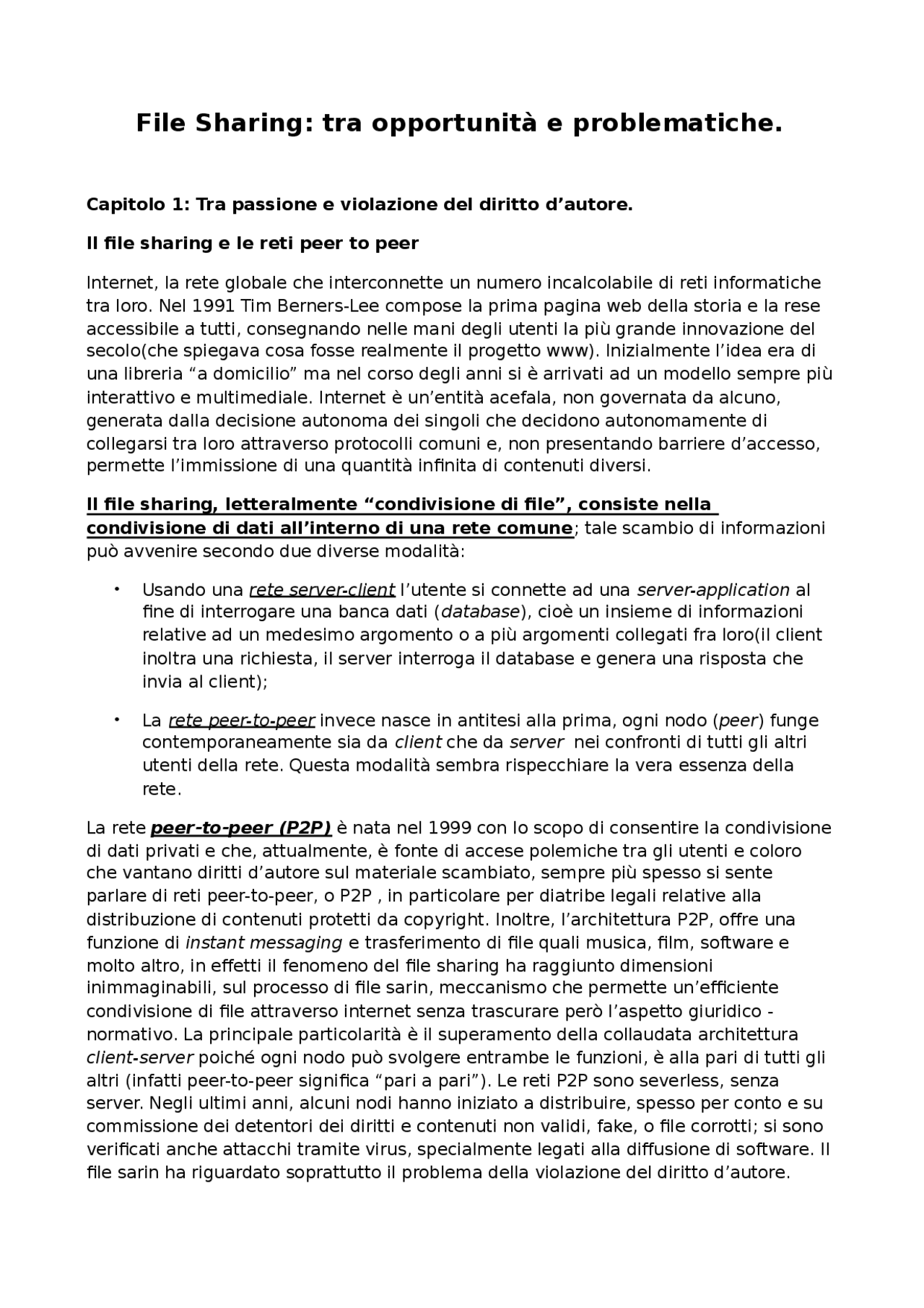 File Sharing Tra Opportunità E Problematiche Docsity