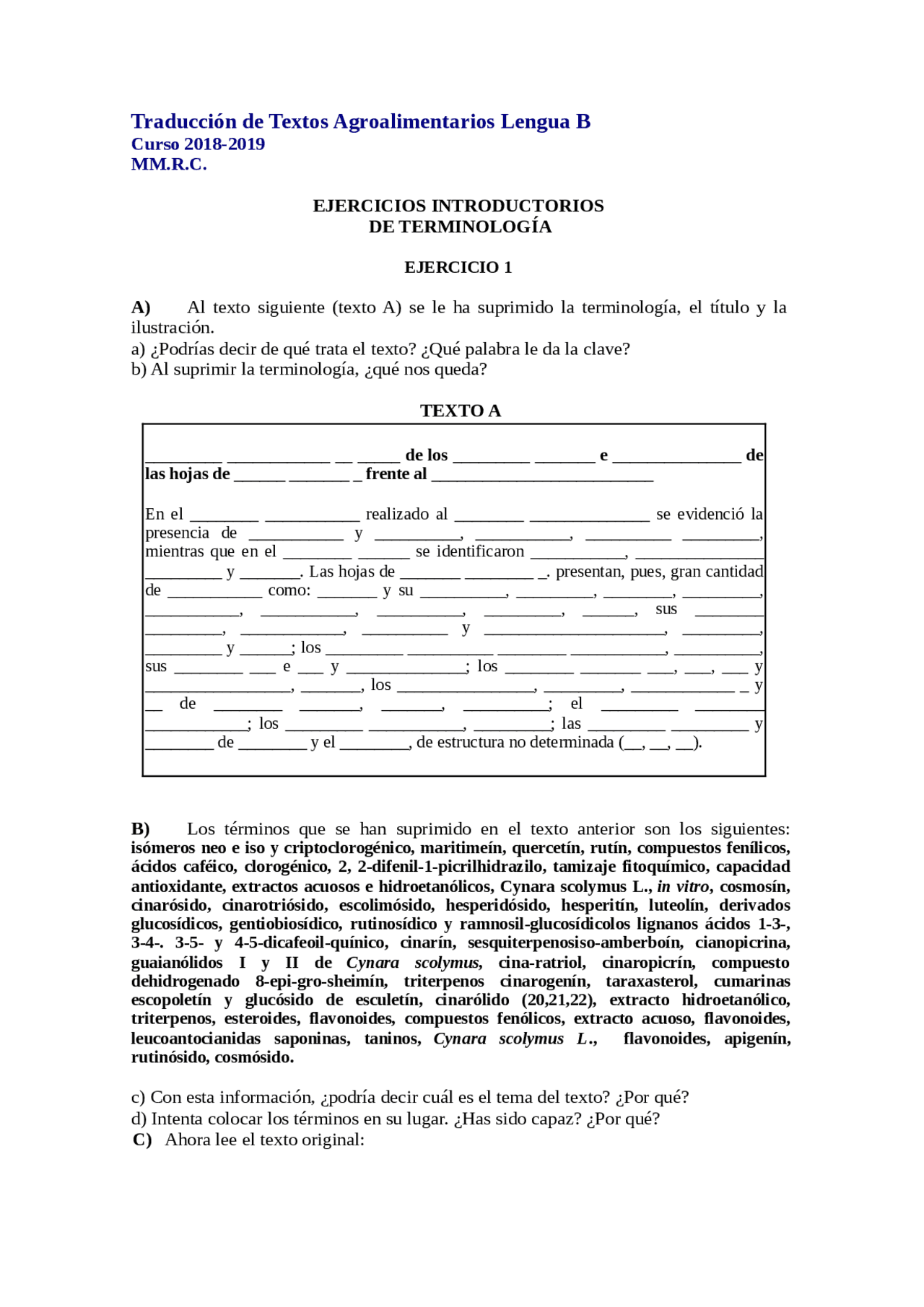 Repaso nociones de terminología 1 - MINE-1.doc - Docsity