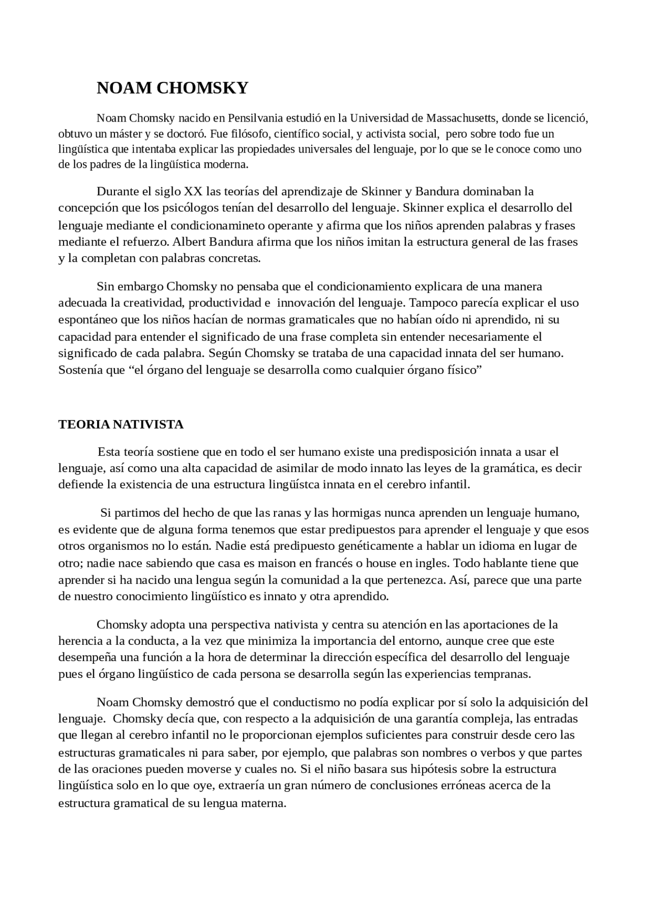 Resumen Noam Chomsky Docsity