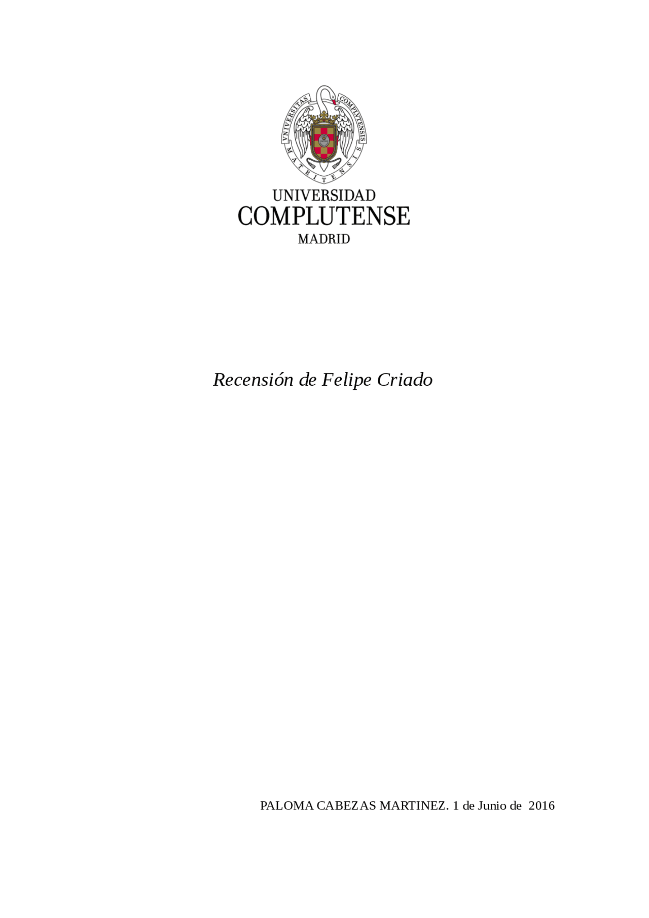 Recension de Felipe criado - Docsity