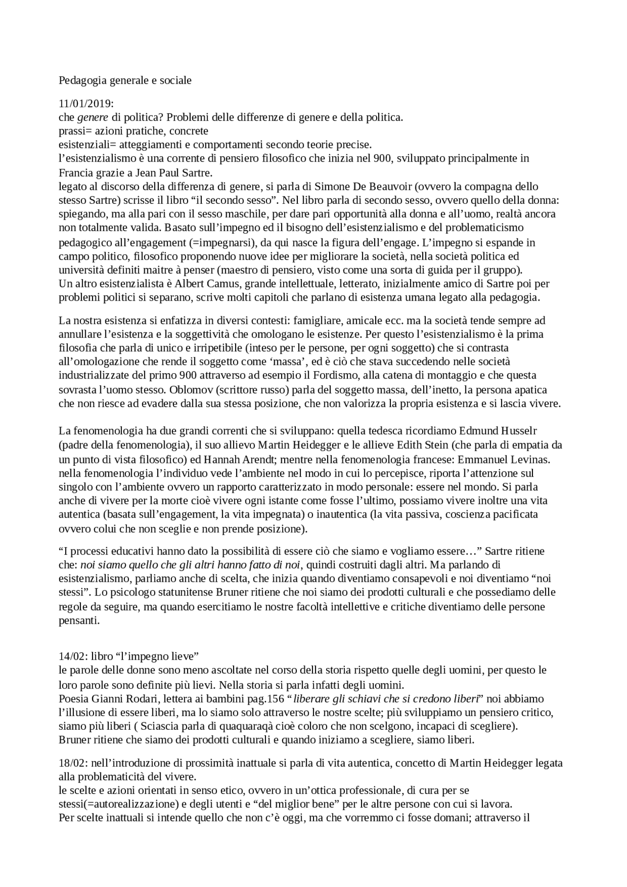 Pedagogia Generale E Sociale Lezioni In Aula Docsity