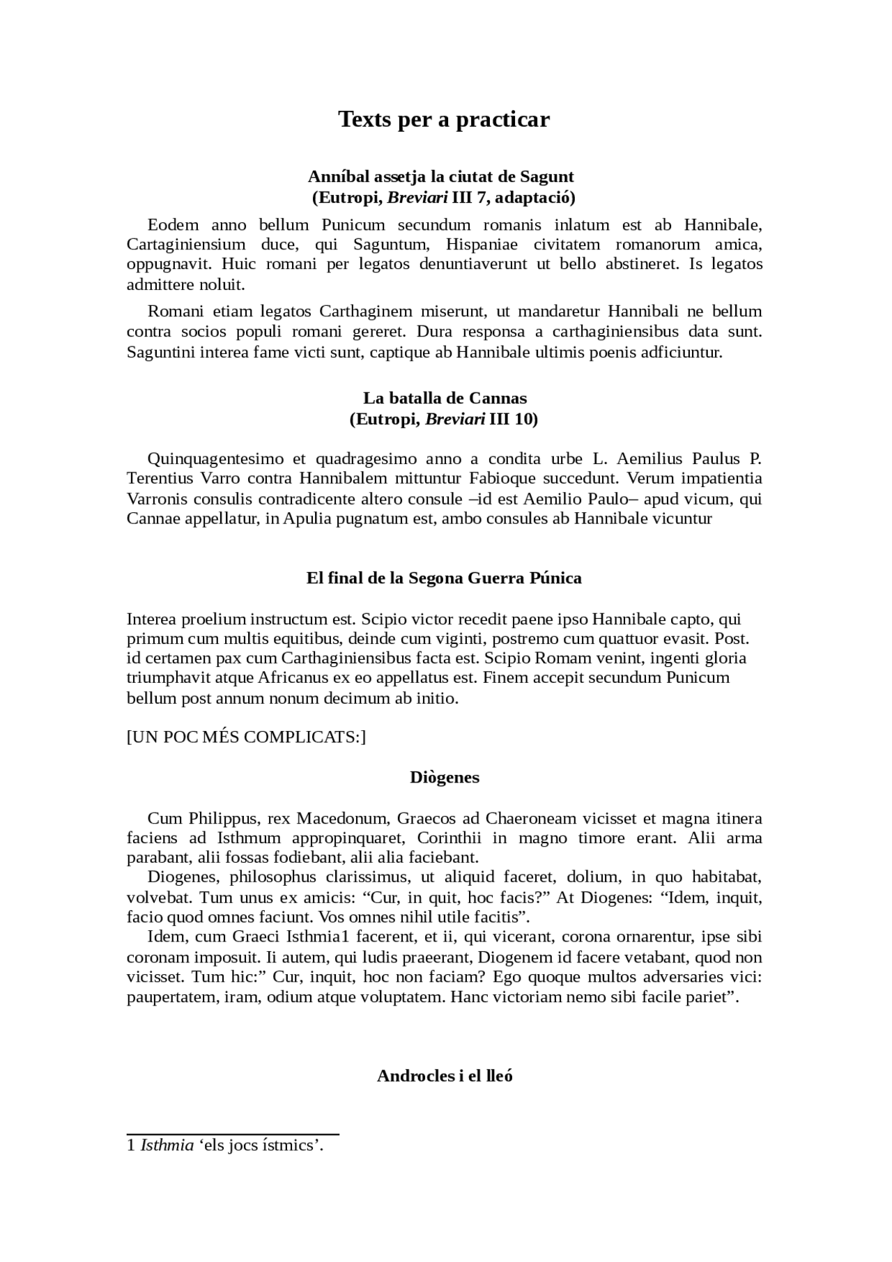 Llatí Textos Exercicis Docsity