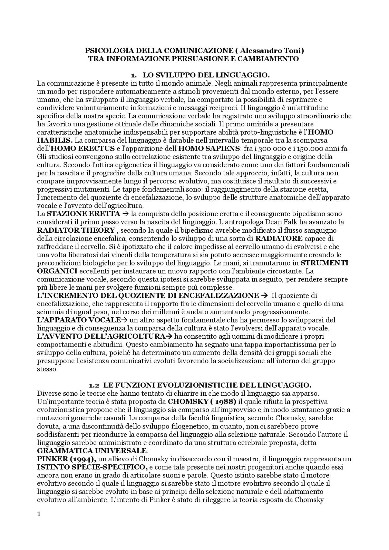Psicologia Della Comunicazione Toni Capitolo 1 E 2 Docsity