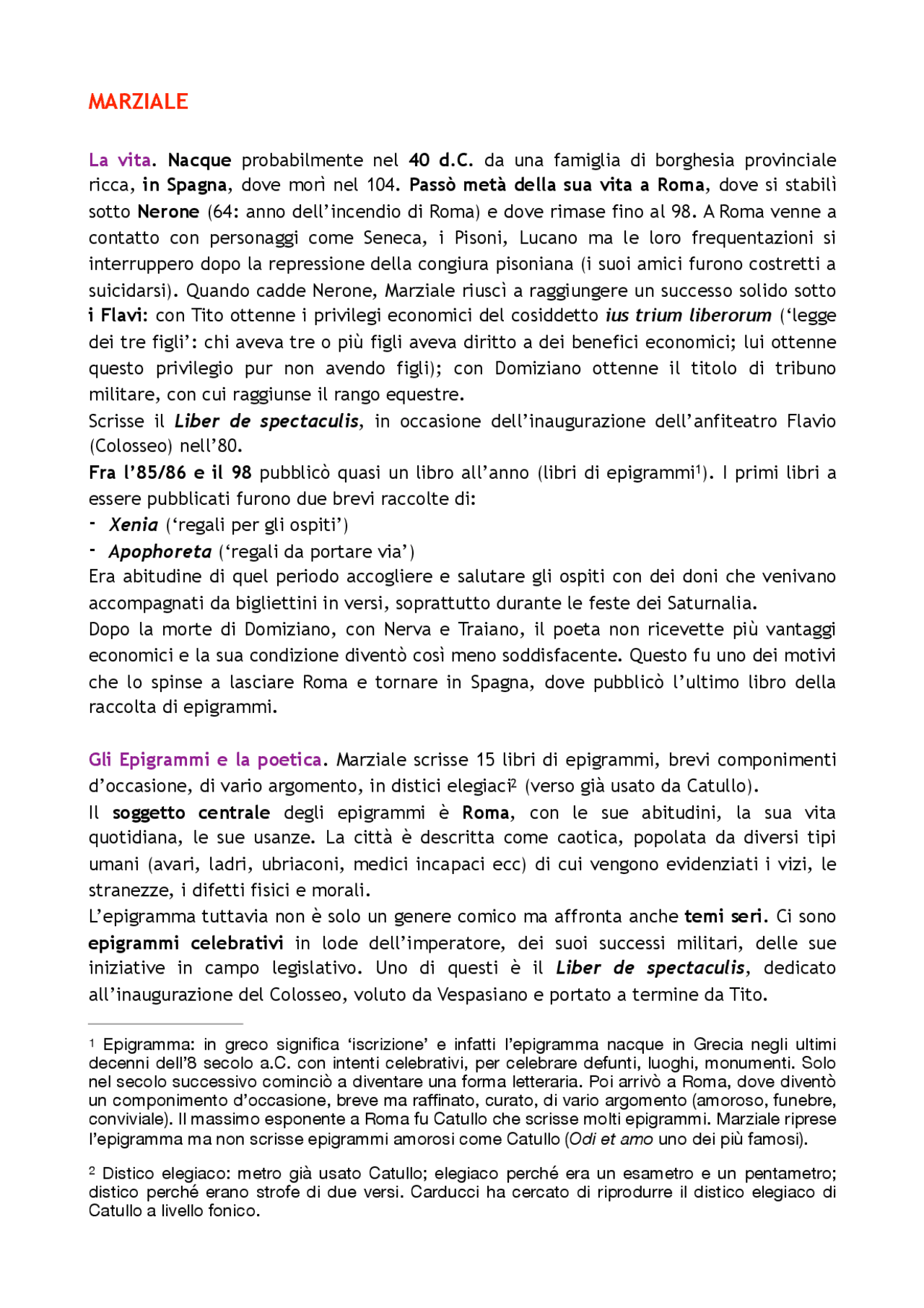 Letteratura latina - Marziale e Giovenale - Docsity