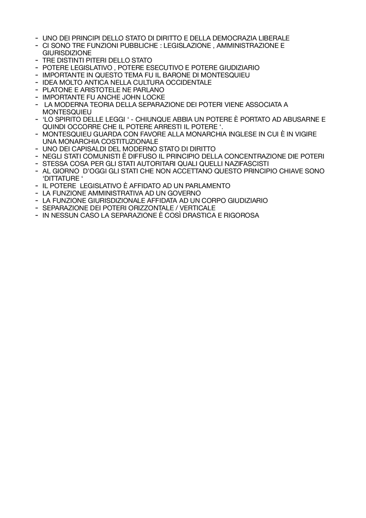 Separazione Divisione Dei Poteri Docsity